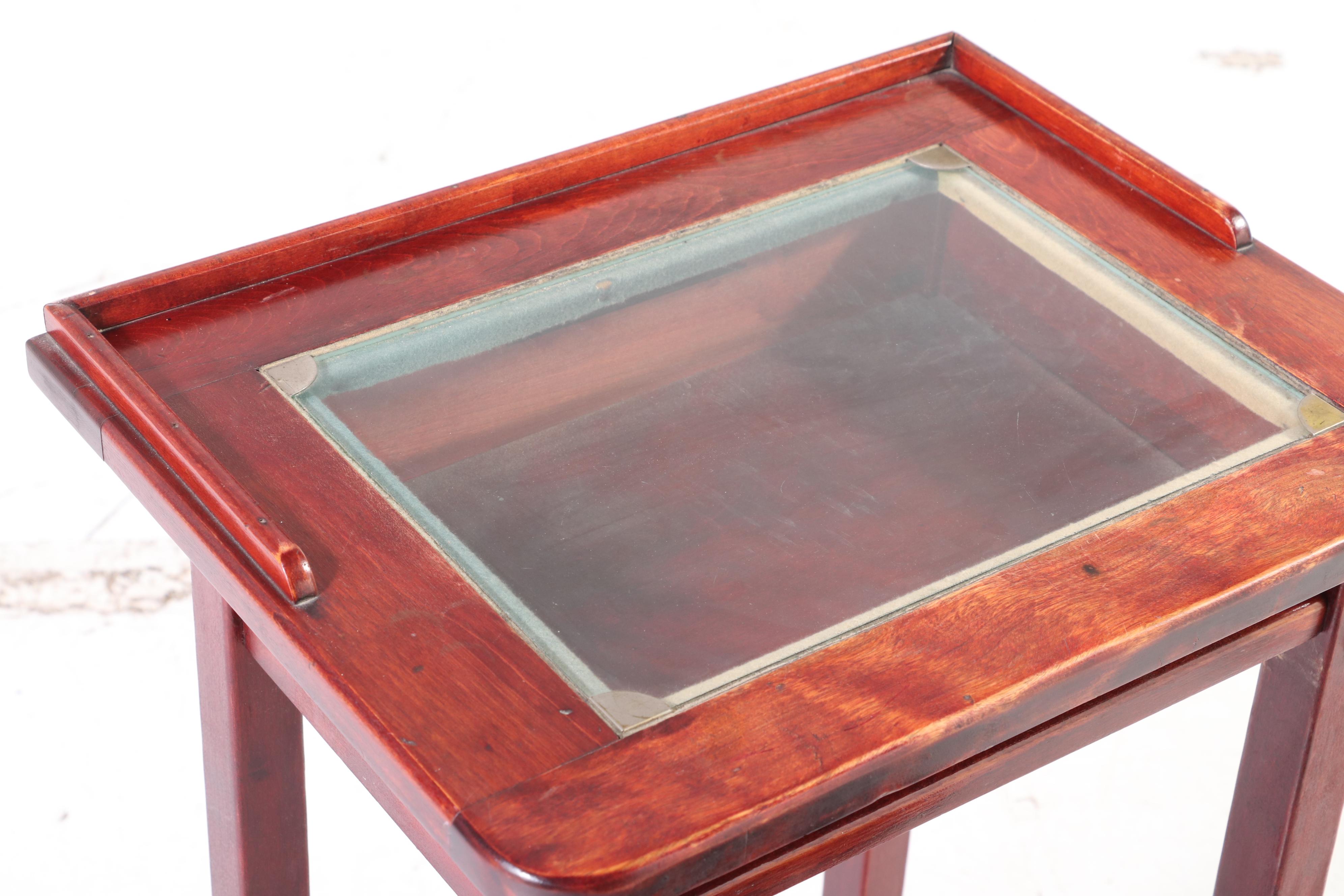 H.T. Cushman Mfg. Co. "Betumal" Birch and Glass Top Telephone Table ...