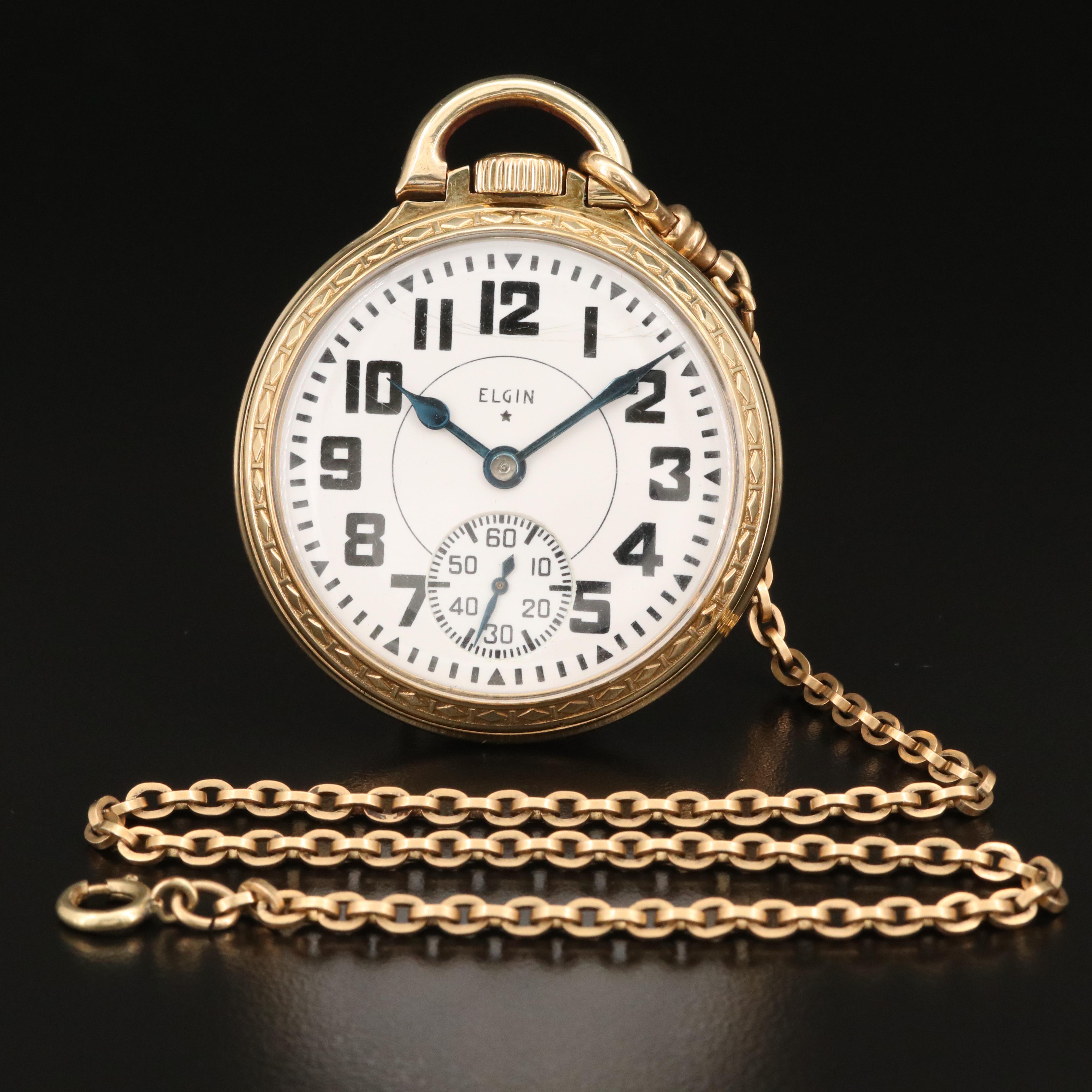 1940 Elgin B.W. Raymond 10K Gold Filled Railroad Grade Pocket Watch ...