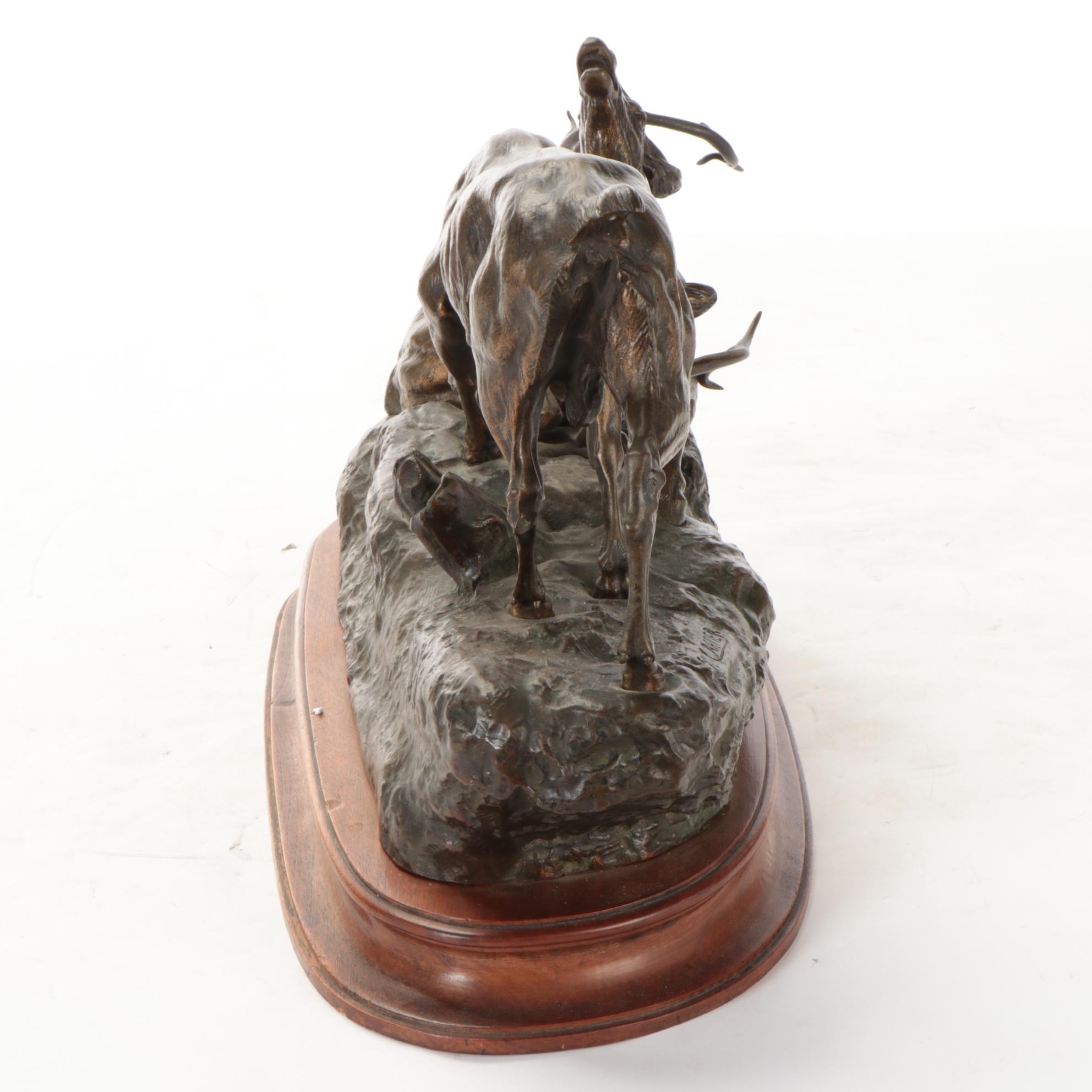 Bronze Sculpture after Thomas François Cartier "Combat de Cerfs" | EBTH
