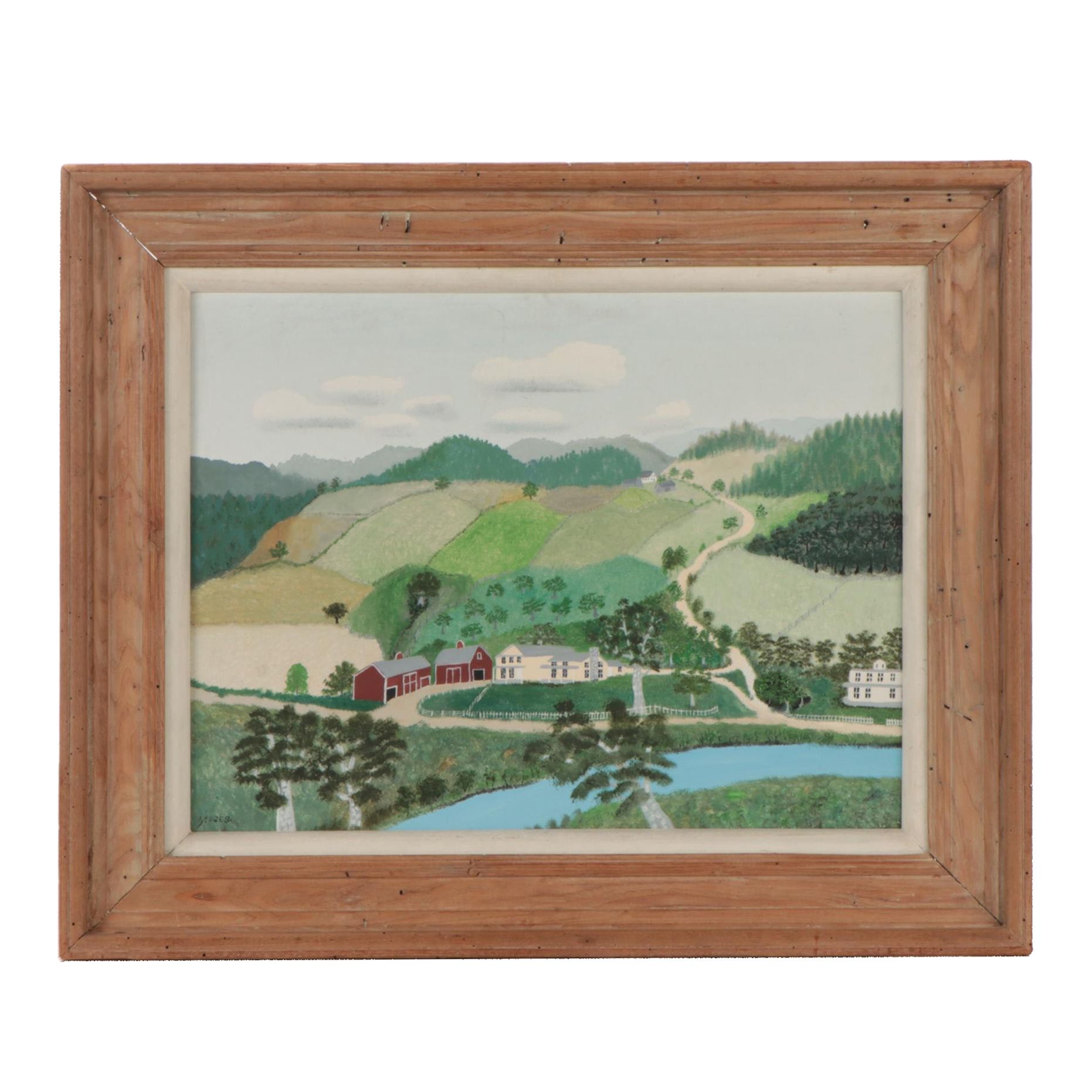 Grandma Moses Folk Tempera Painting "The Sycamore Farm," 1944 | EBTH