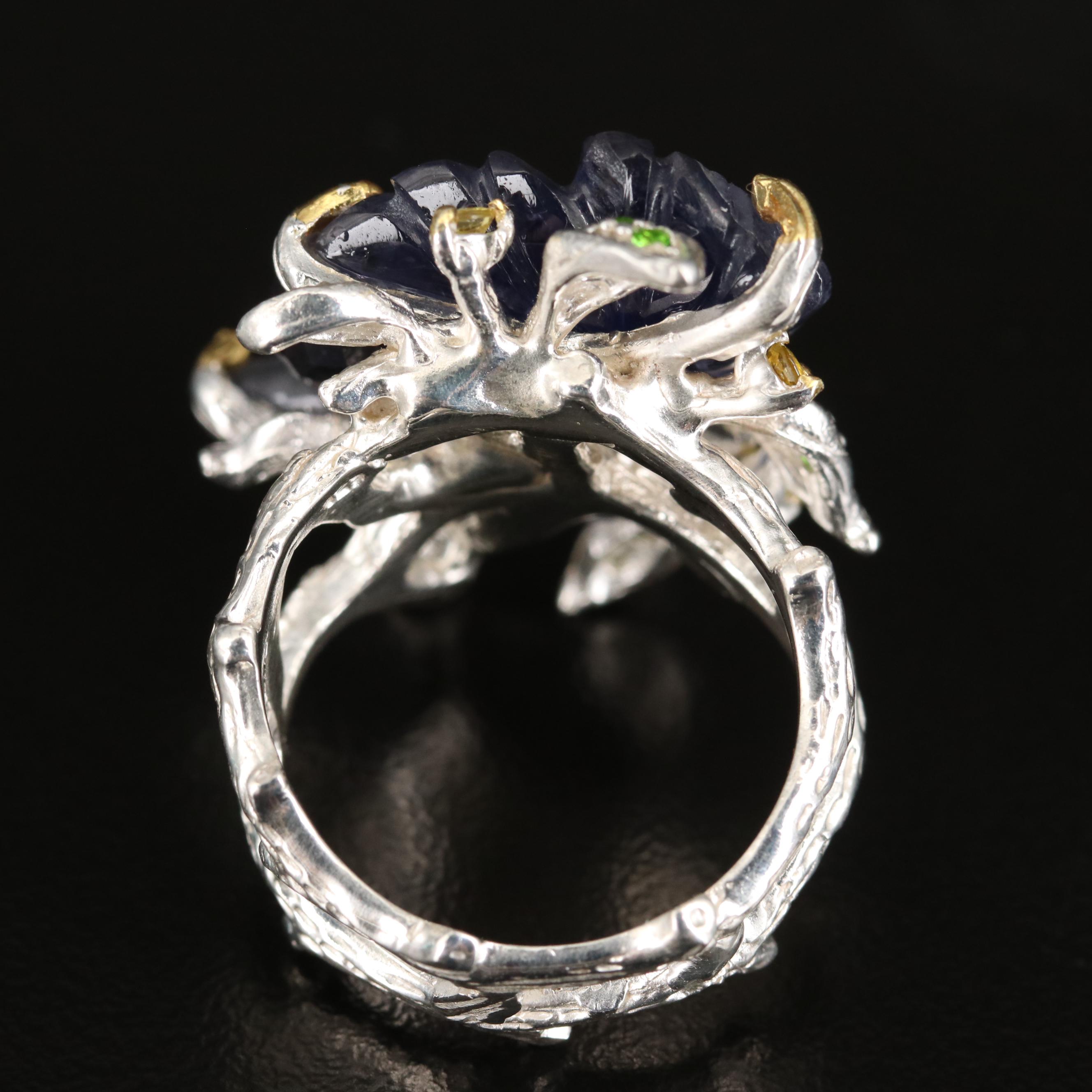 Sterling Tanzanite and Diopside Flora and Fauna Ring | EBTH