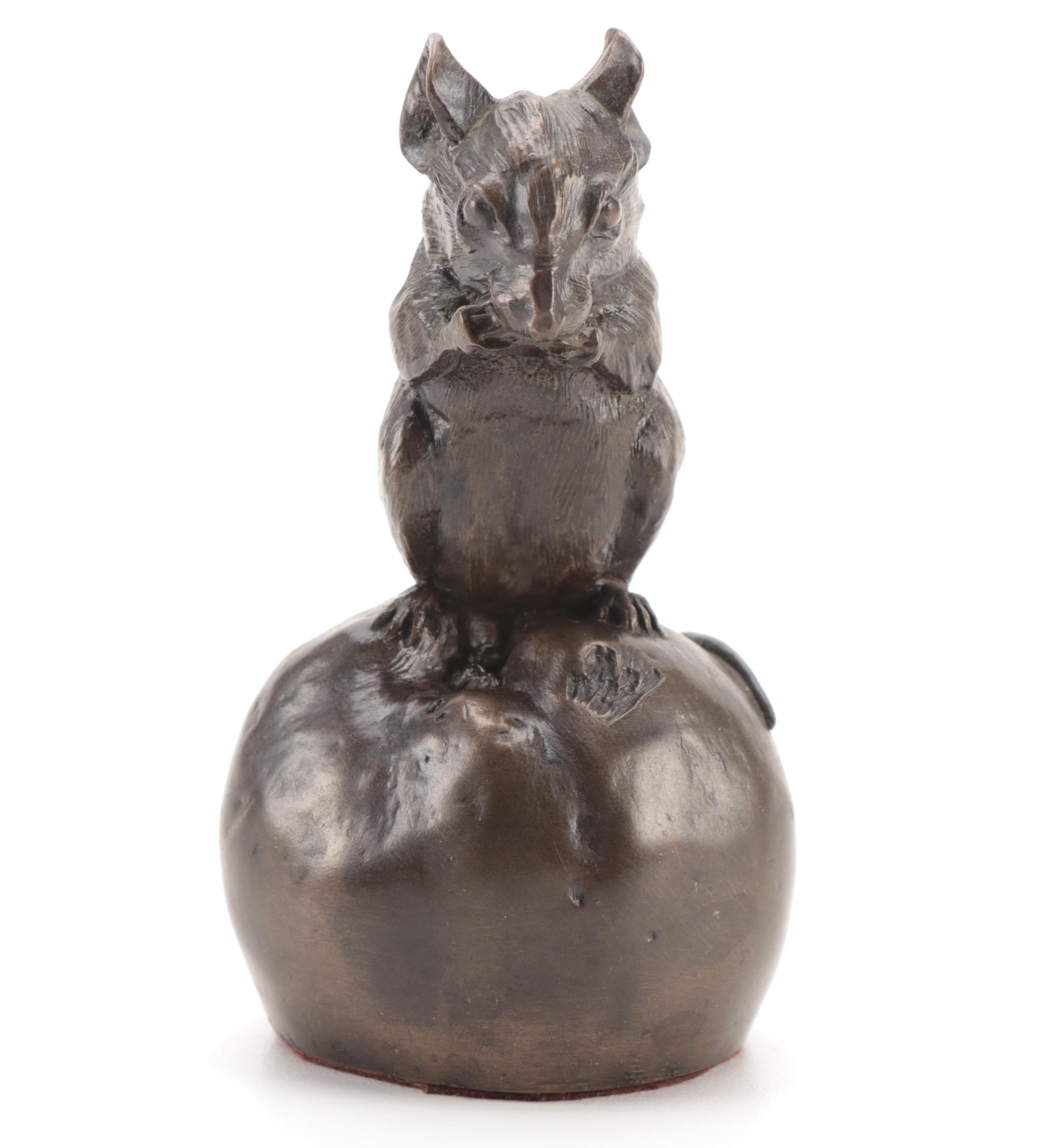 English Heredities Cold Cast Bronze Mouse on Apple, Late 20th Century ...