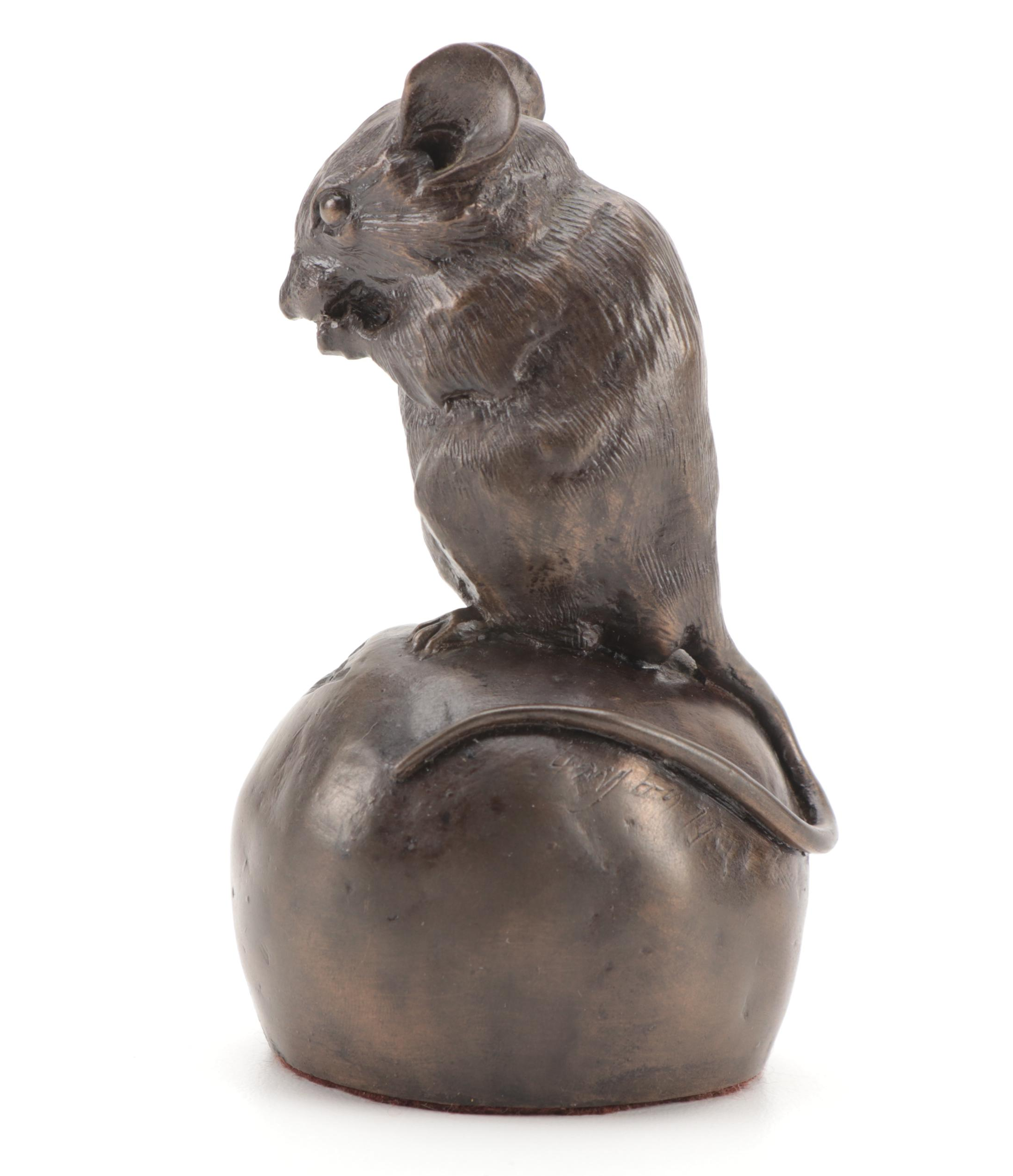 English Heredities Cold Cast Bronze Mouse on Apple, Late 20th Century ...