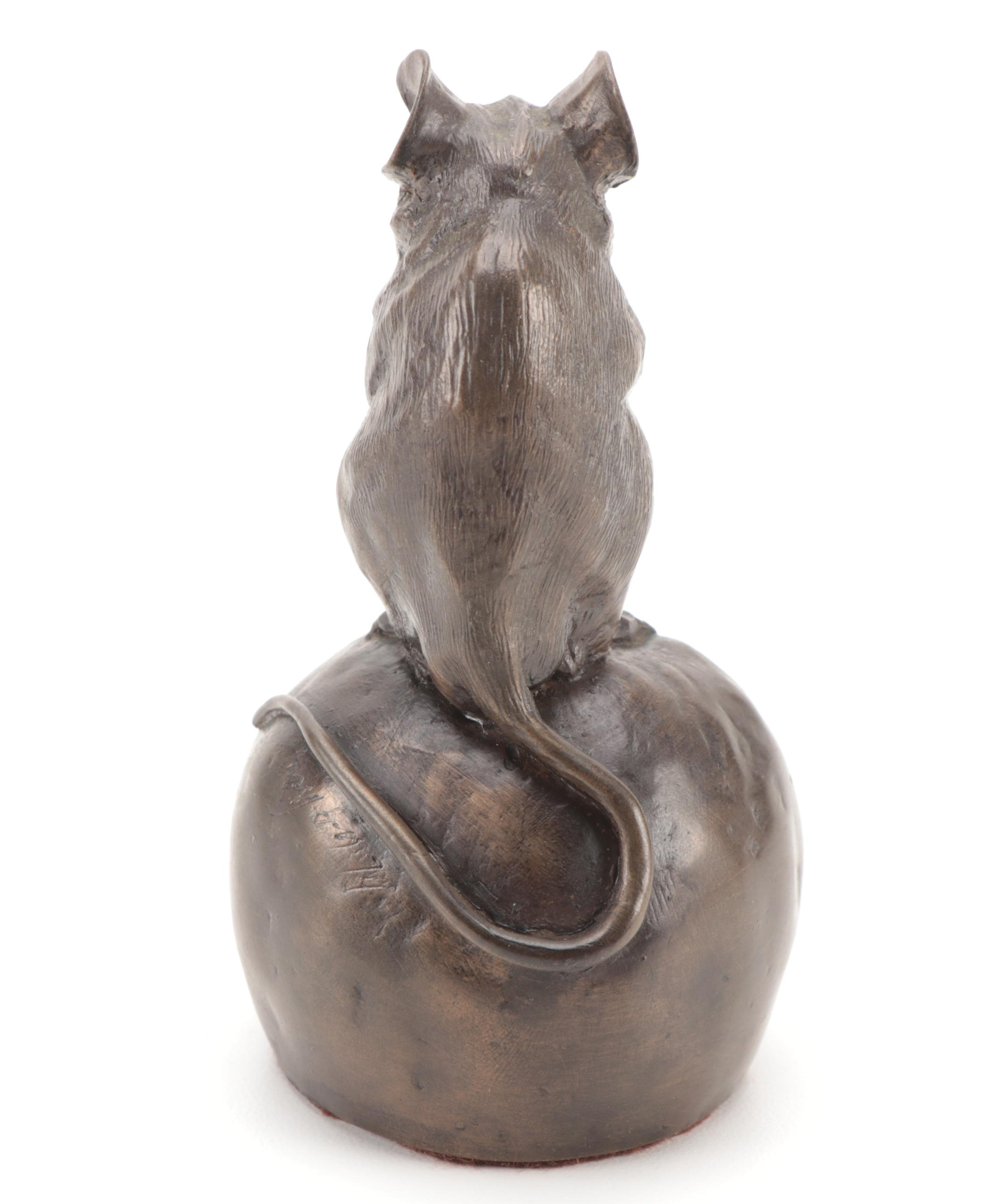 English Heredities Cold Cast Bronze Mouse on Apple, Late 20th Century ...
