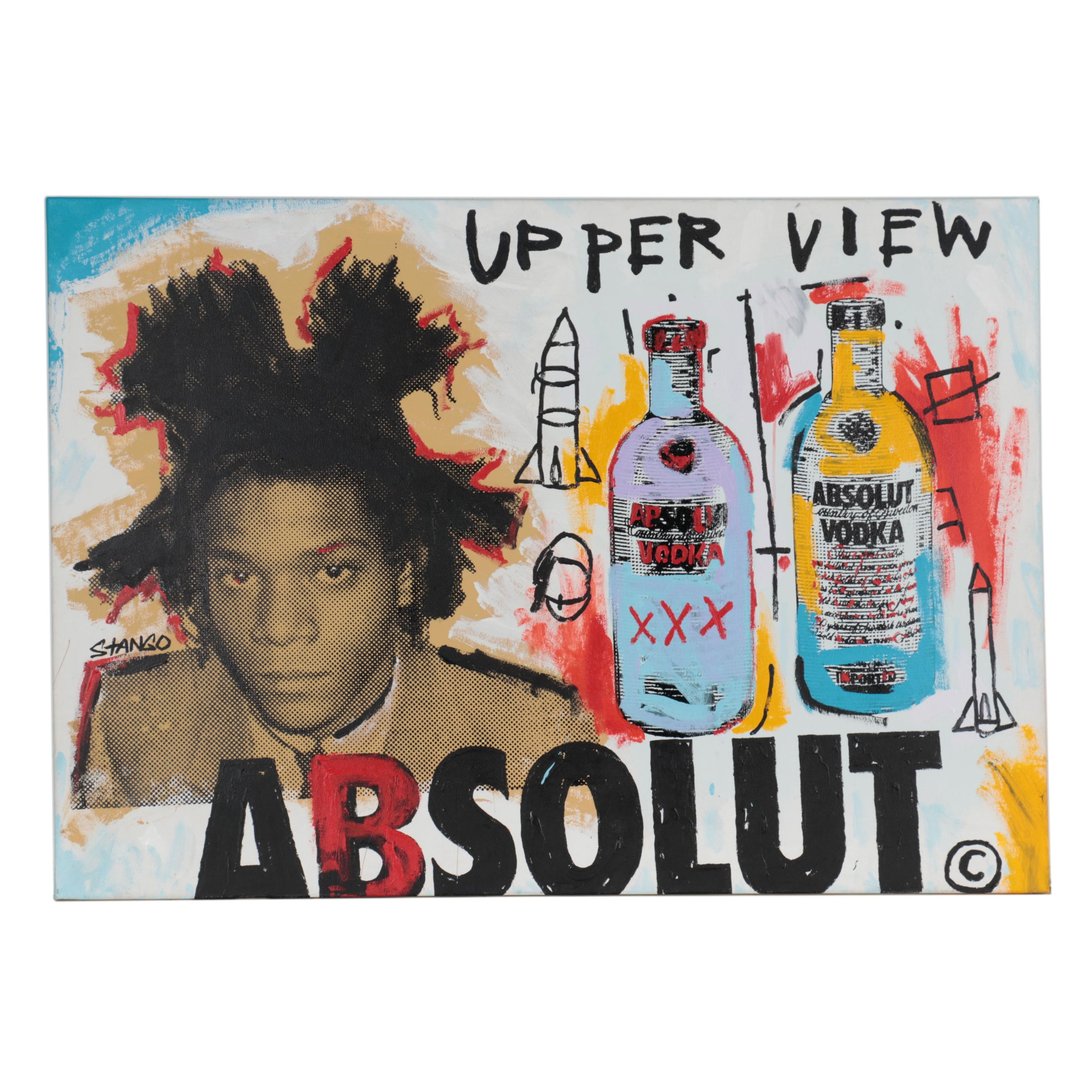 John Stango Monumental Pop Art Mixed Media Painting of Jean-Michel Basquiat | EBTH