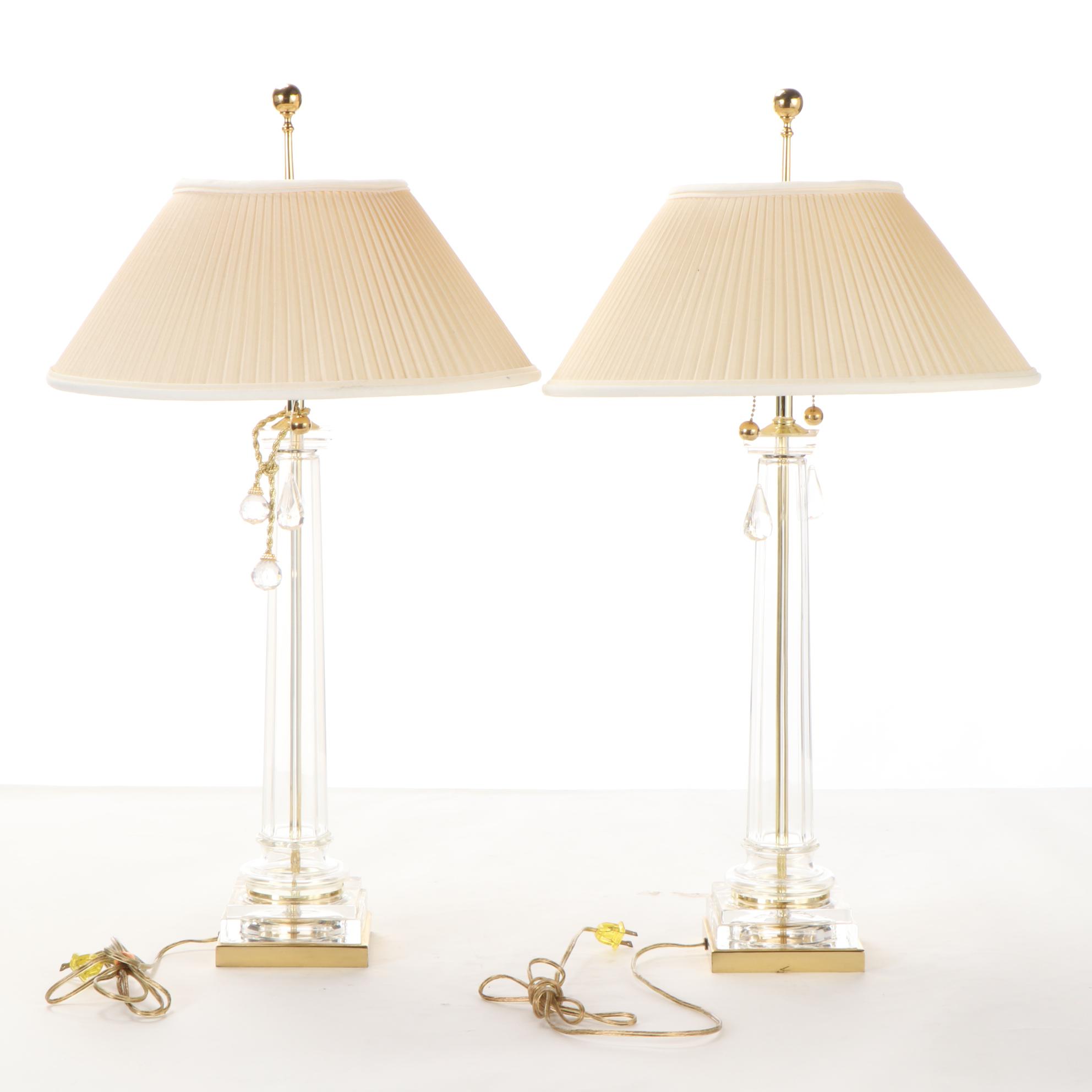 Brass and Glass Pillar Table Lamps | EBTH