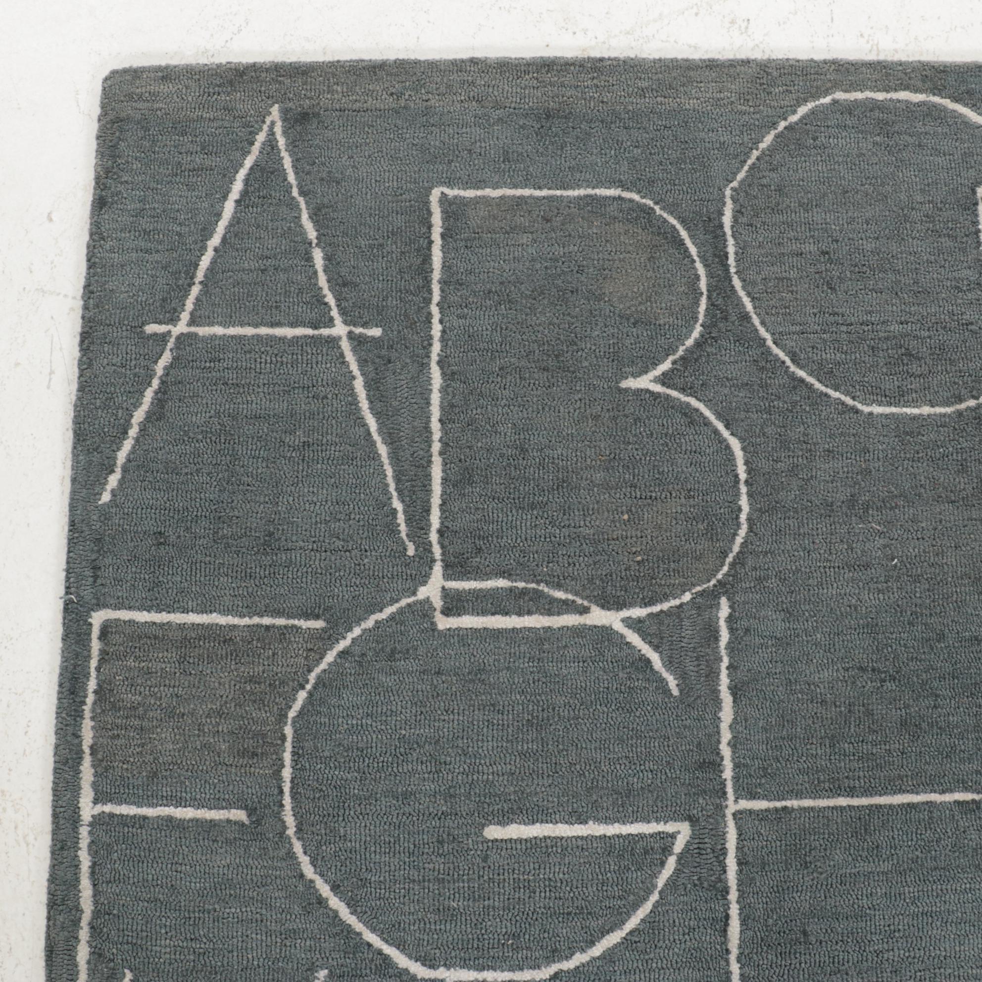 5' x 7'8 Hand-Tufted Indian Alphabet Rug, 2010s | EBTH