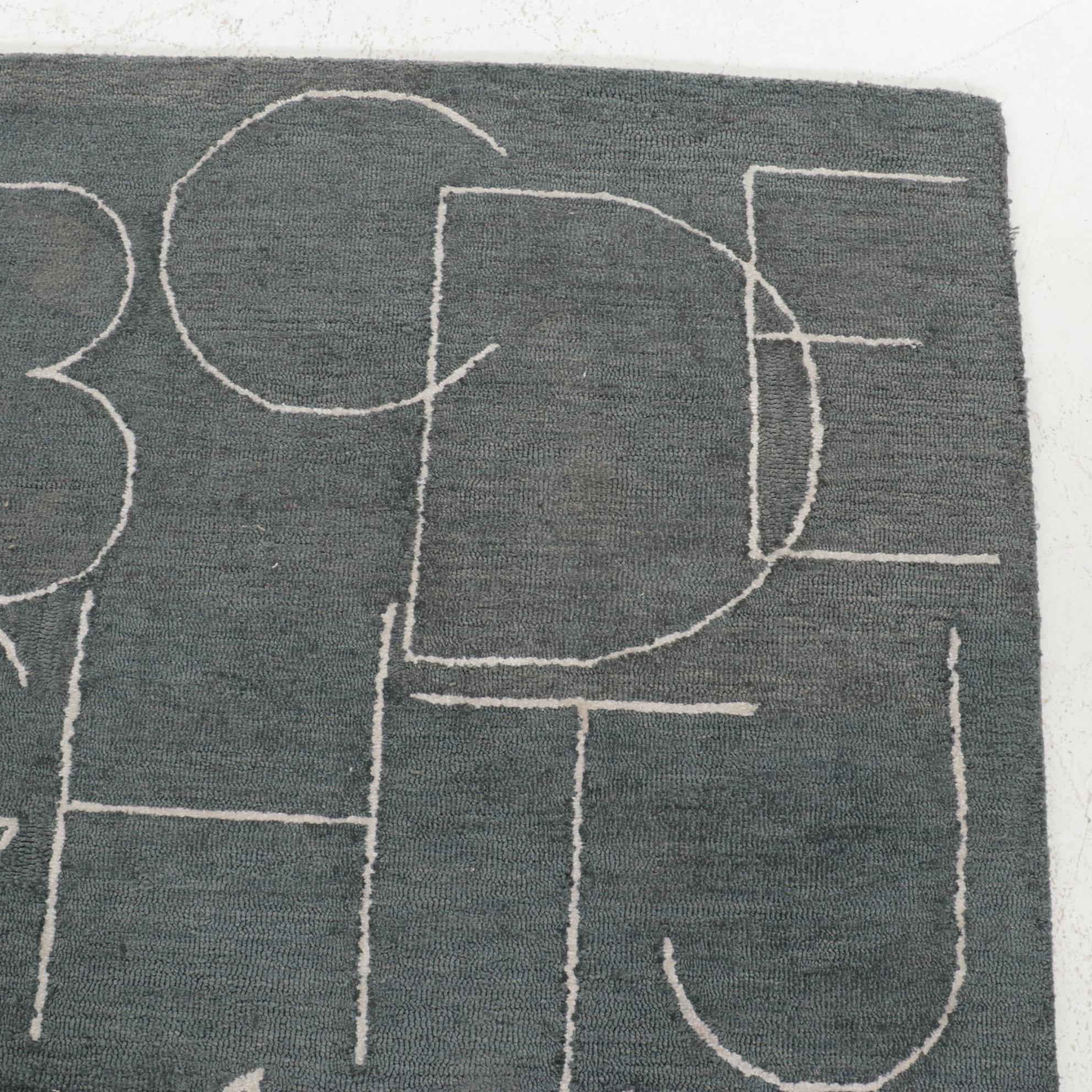 5' x 7'8 Hand-Tufted Indian Alphabet Rug, 2010s | EBTH