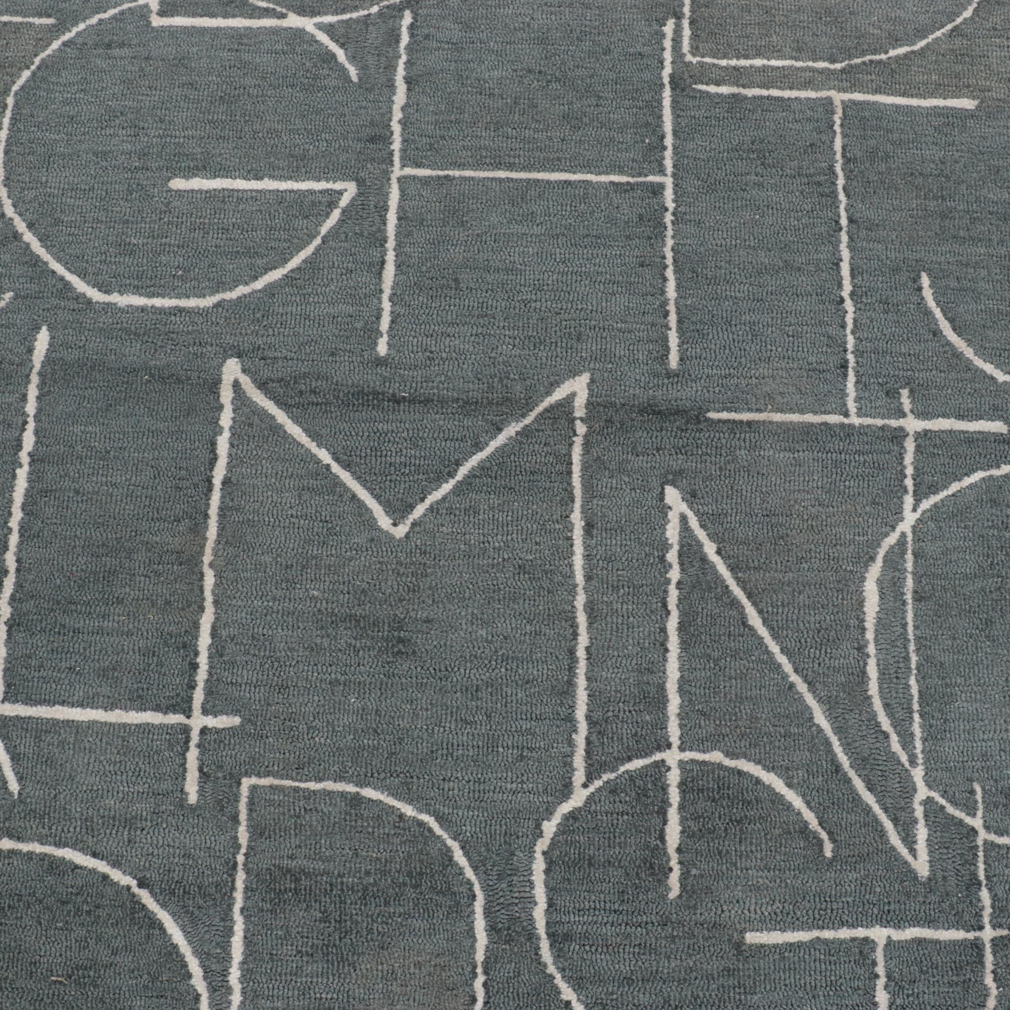 5' x 7'8 Hand-Tufted Indian Alphabet Rug, 2010s | EBTH