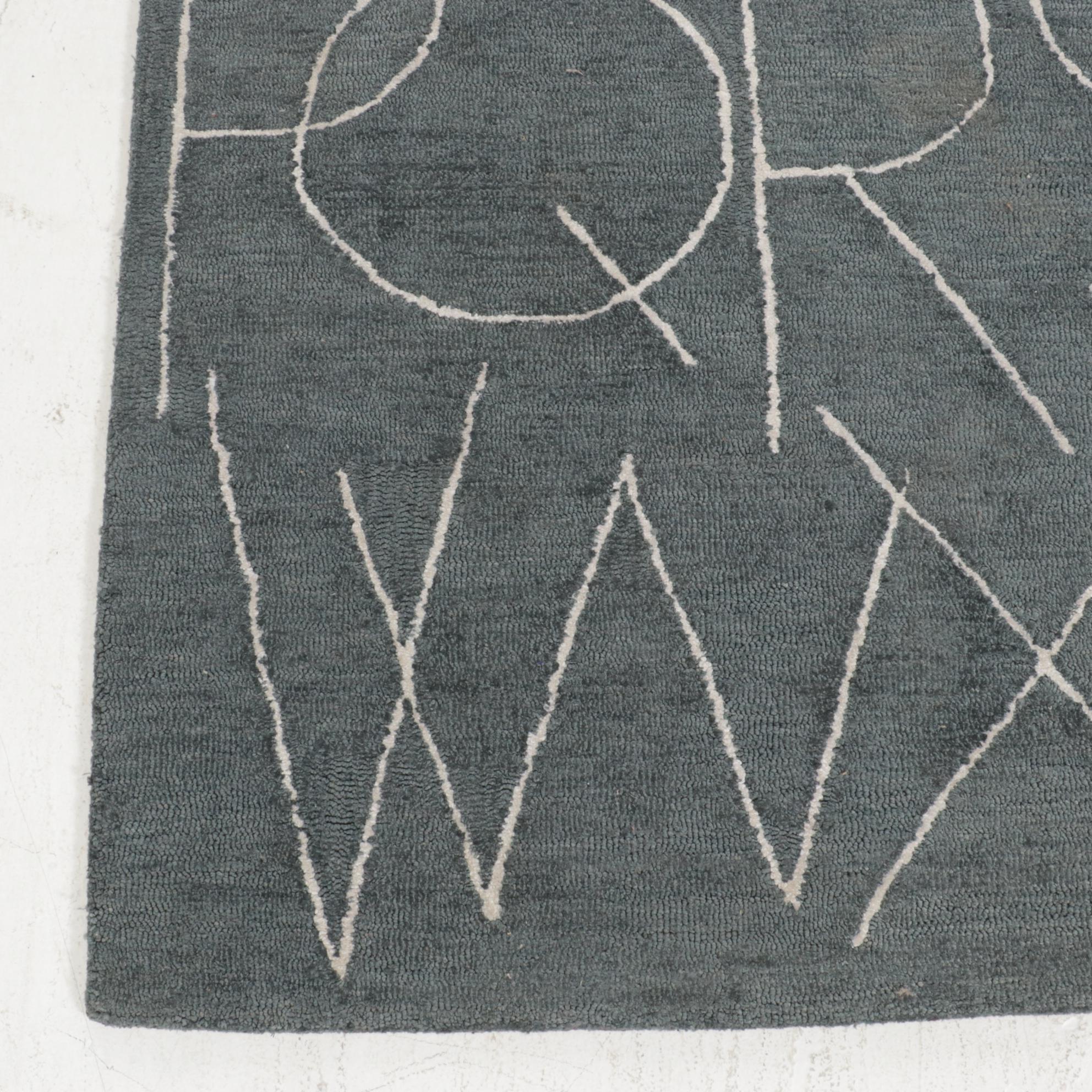 5' x 7'8 Hand-Tufted Indian Alphabet Rug, 2010s | EBTH