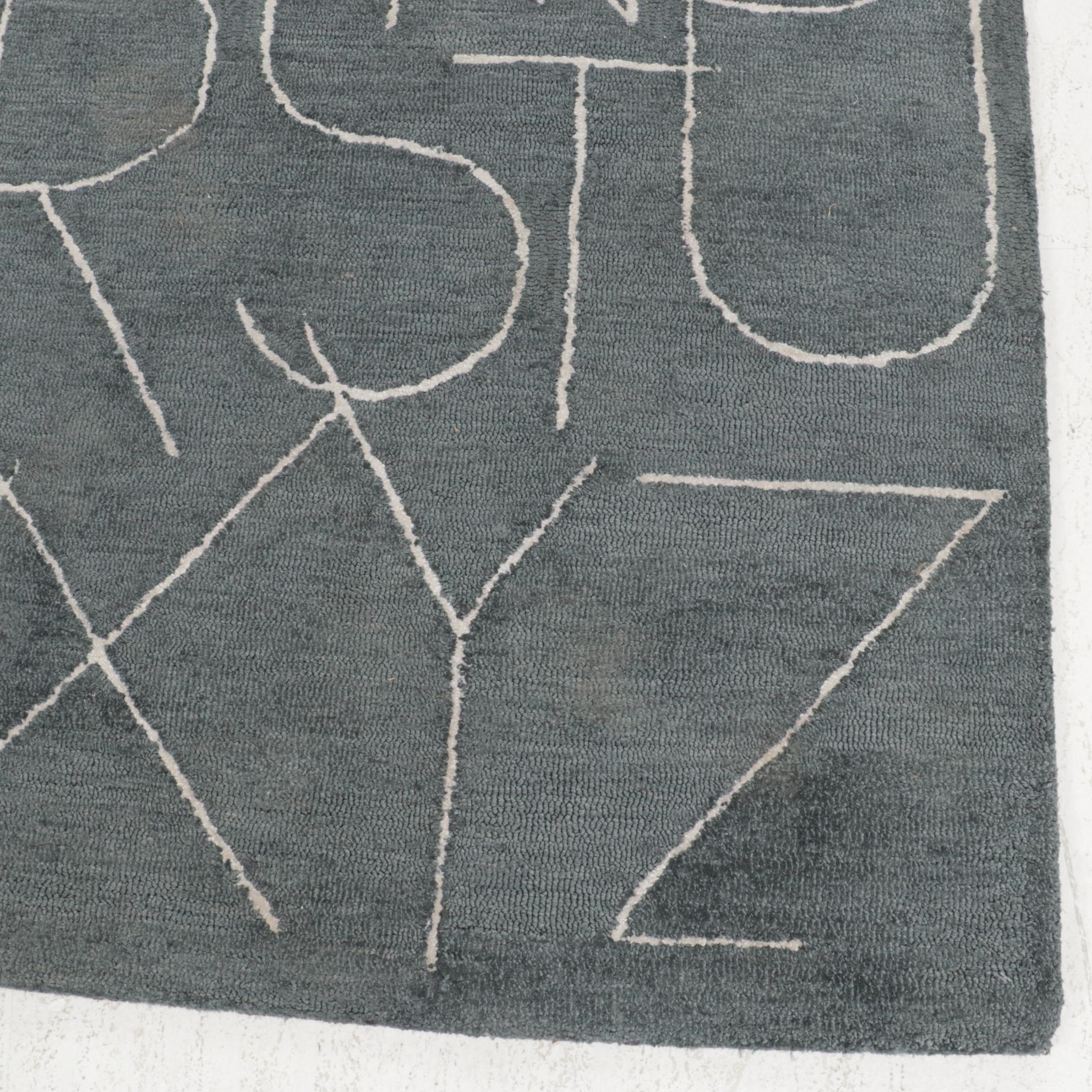 5' x 7'8 Hand-Tufted Indian Alphabet Rug, 2010s | EBTH