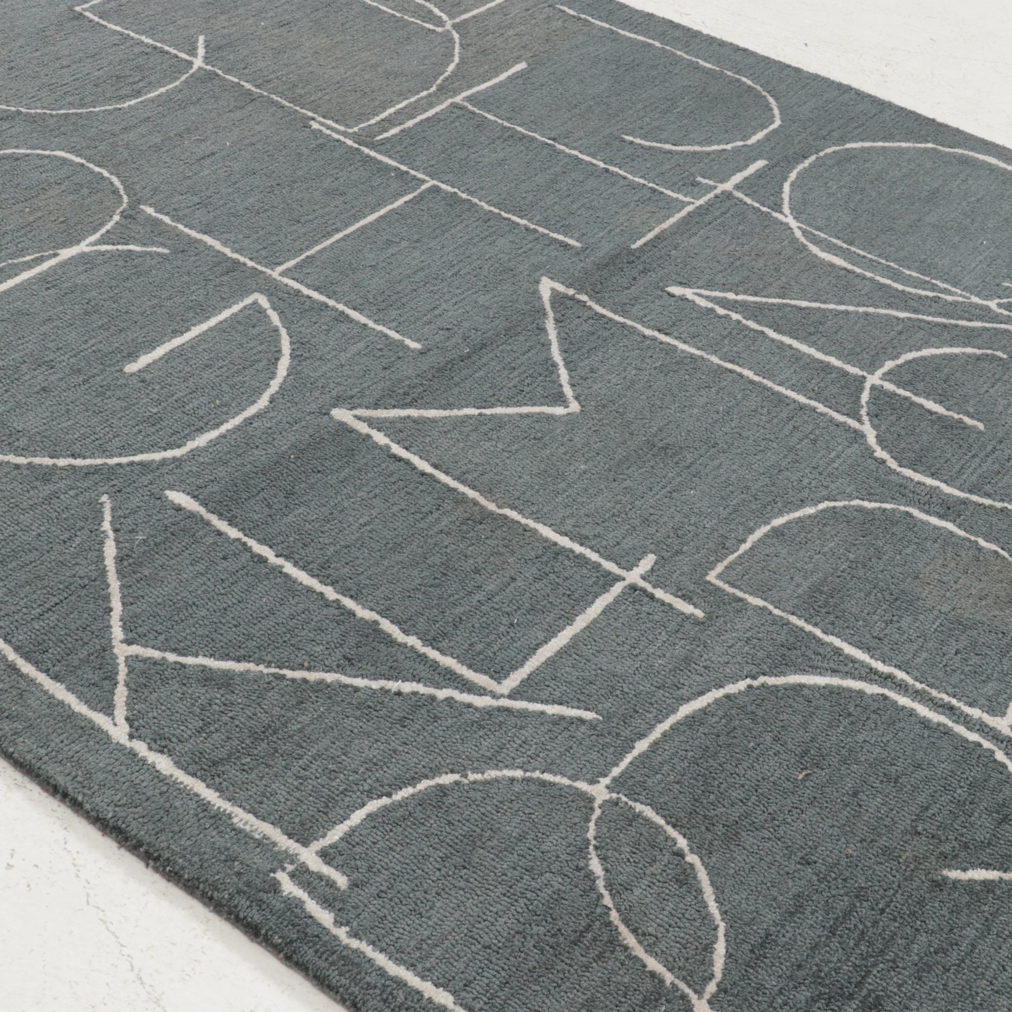 5' x 7'8 Hand-Tufted Indian Alphabet Rug, 2010s | EBTH