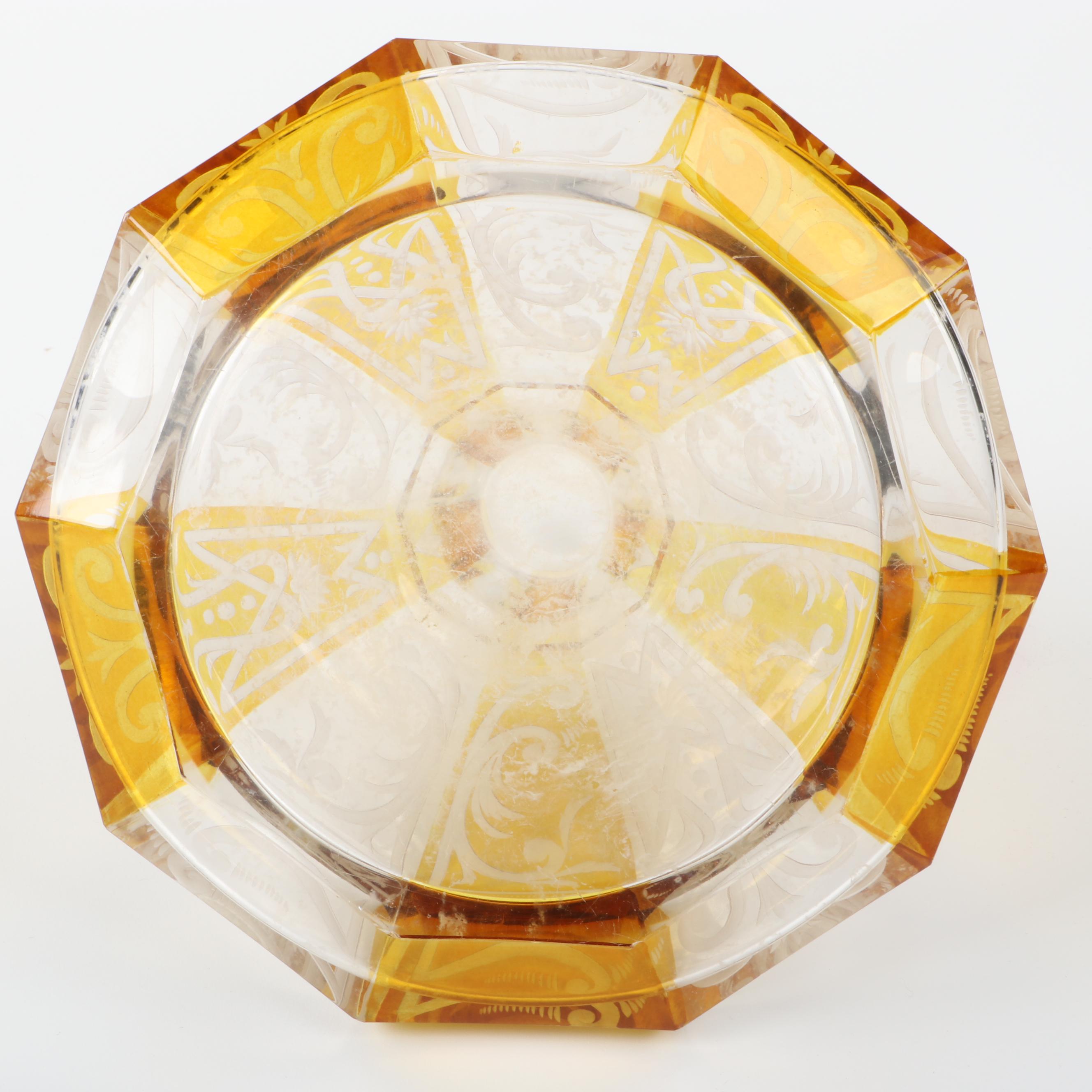 Bohemian Amber Cut and Etched to Clear Decanter, Late 19th/ Early 20th ...