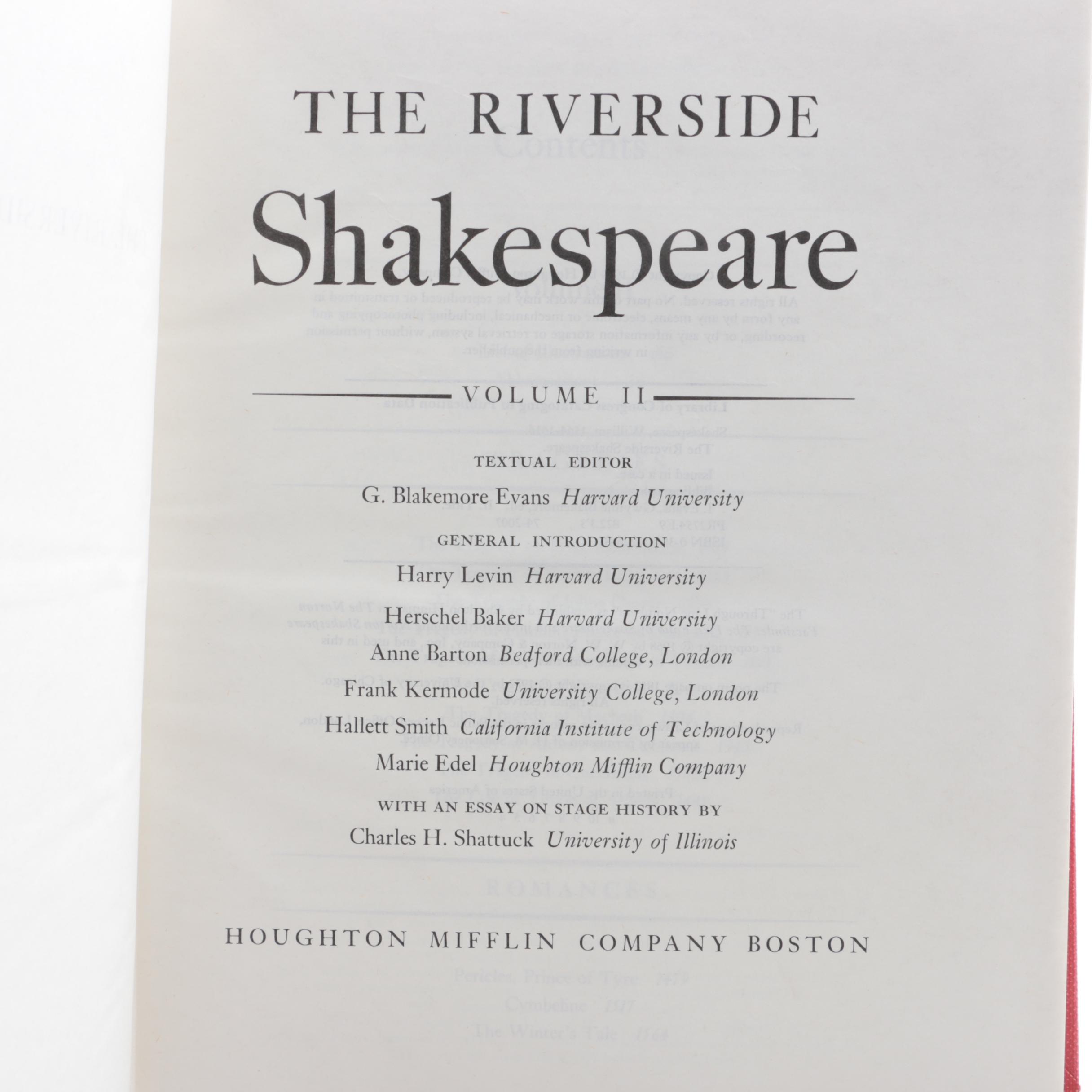 "The Riverside Shakespeare" Two-Volume Box Set, 1974 | EBTH