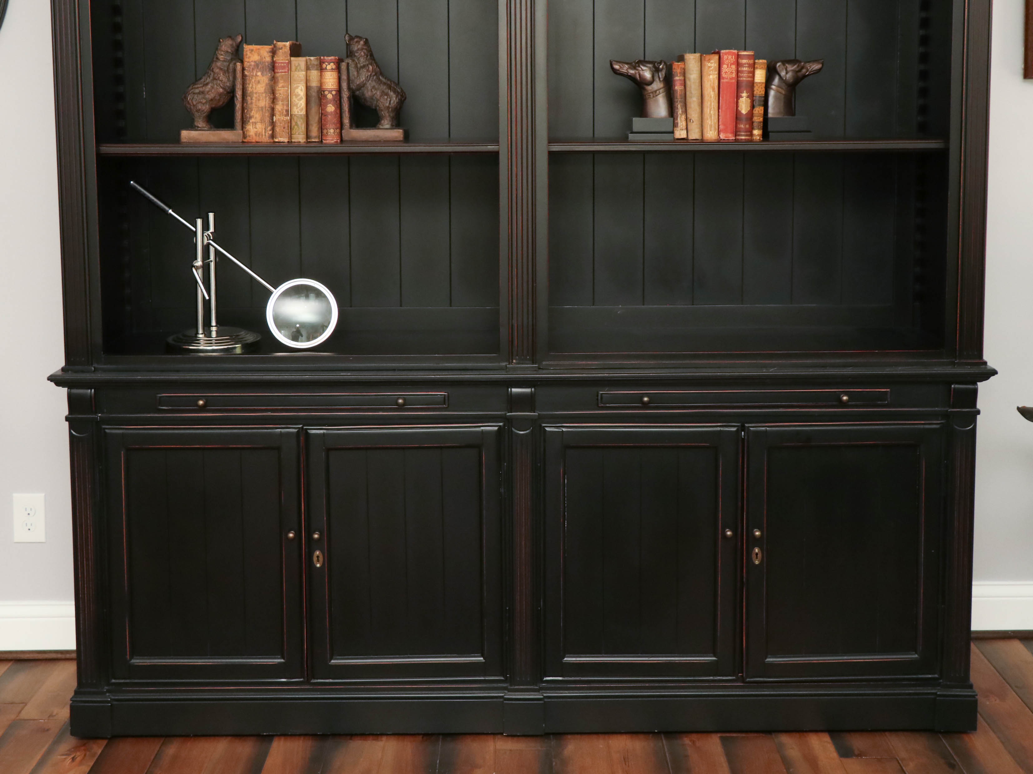 Arhaus "Athens" Beadboard Double Bookcase in Tuxedo Black | EBTH