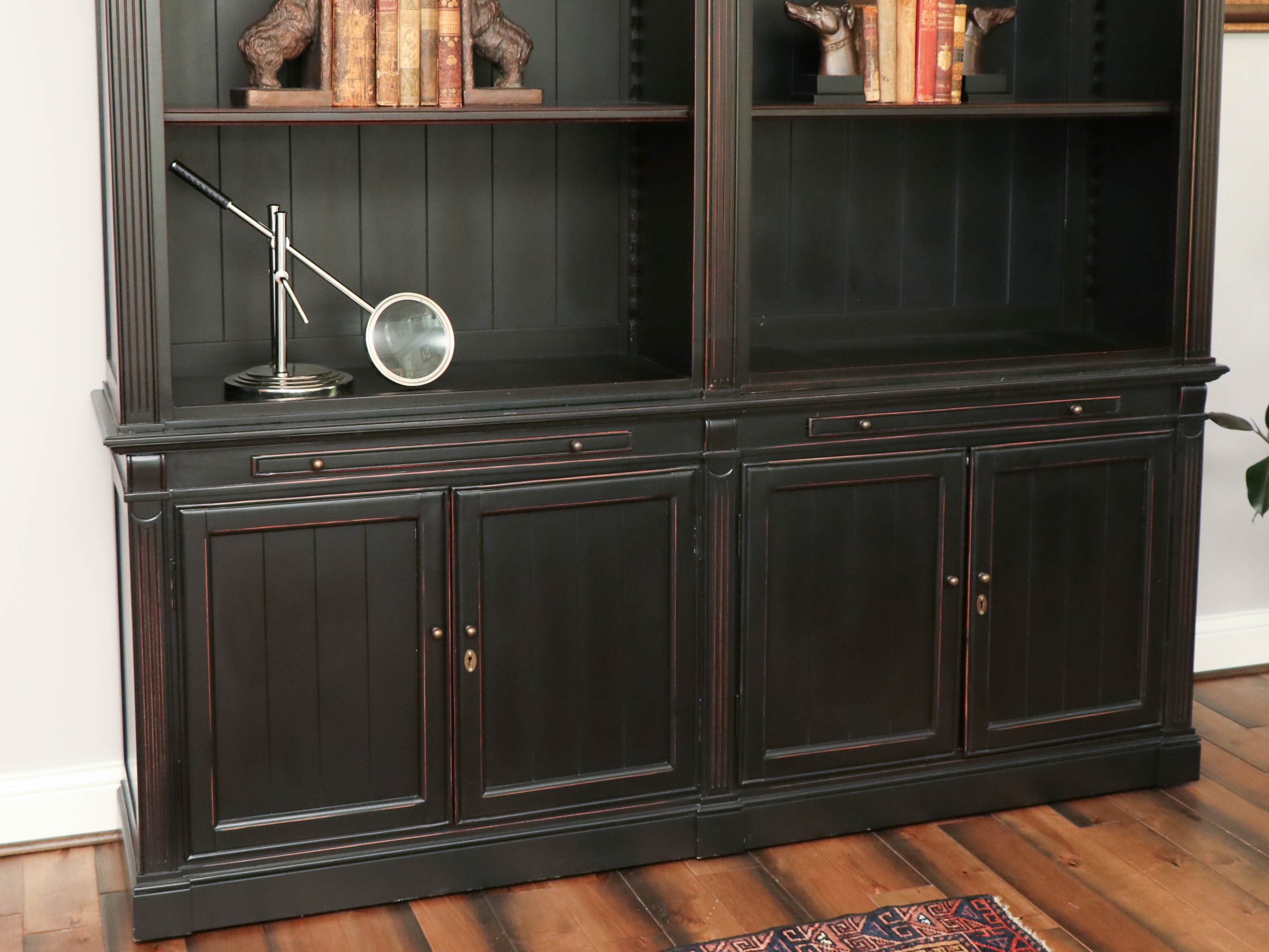 Arhaus "Athens" Beadboard Double Bookcase in Tuxedo Black | EBTH