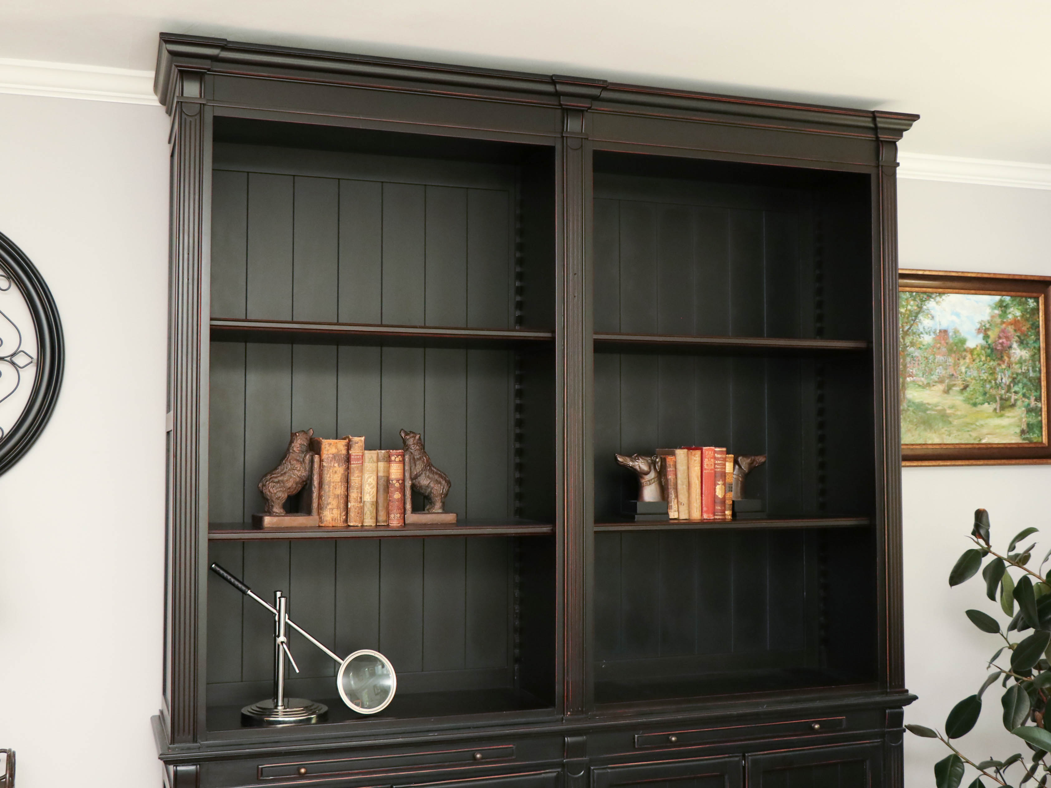 Arhaus "Athens" Beadboard Double Bookcase in Tuxedo Black | EBTH