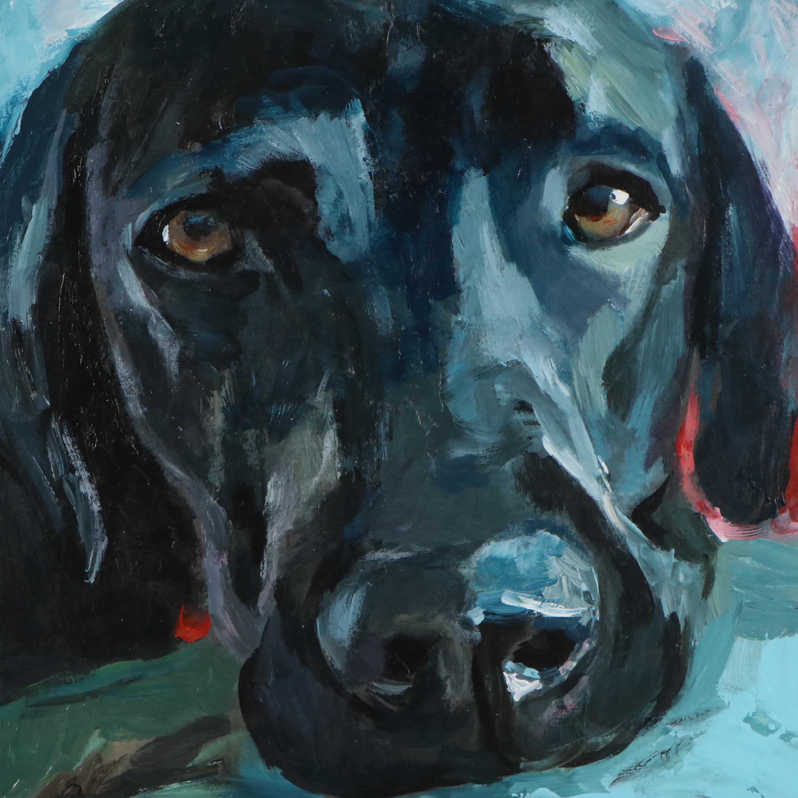 Adam Deda Oil Painting "Black Labrador," 2020 | EBTH