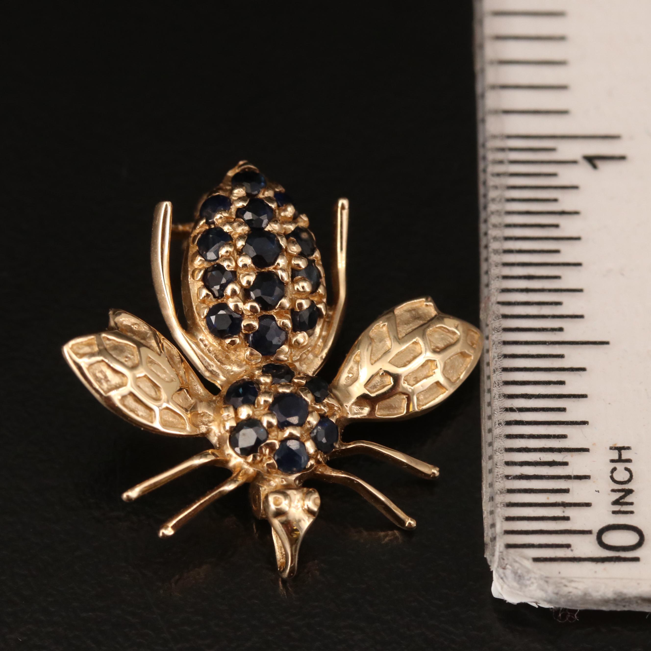 Vintage John C Rinker 14K Sapphire Fly Converter Brooch | EBTH