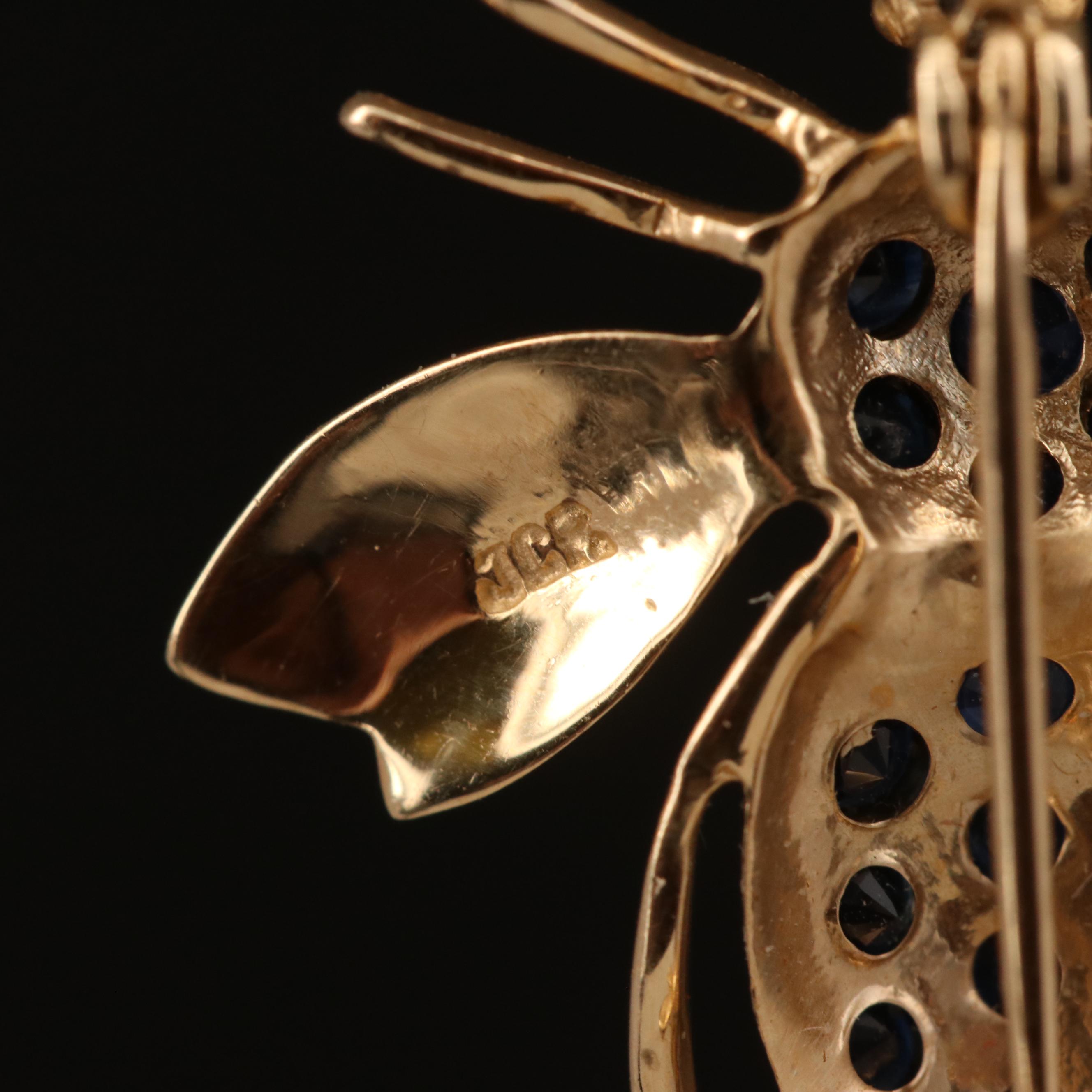 Vintage John C Rinker 14K Sapphire Fly Converter Brooch | EBTH