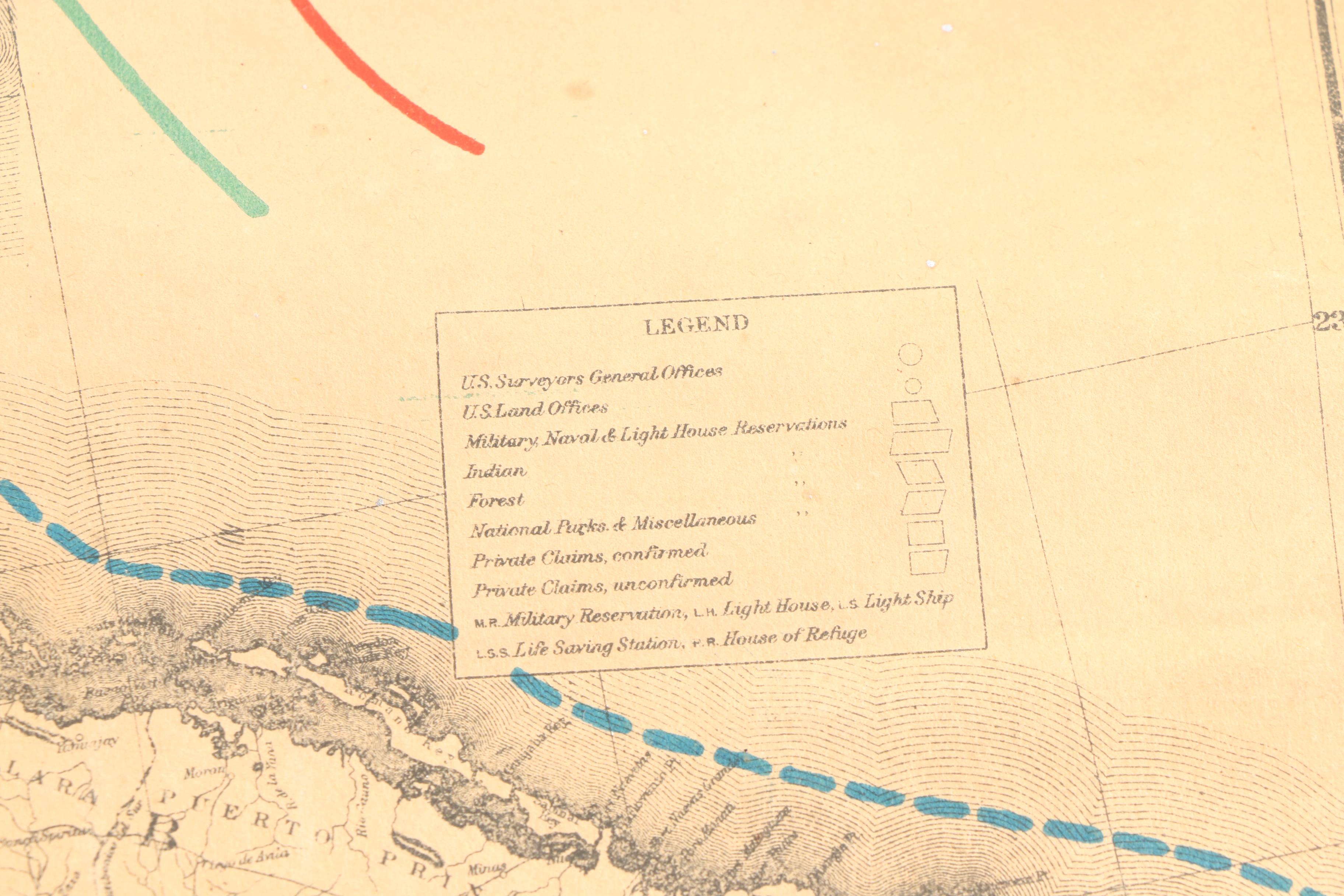 1908 "United States Showing Routes of Principal Explorers" Wall Map | EBTH