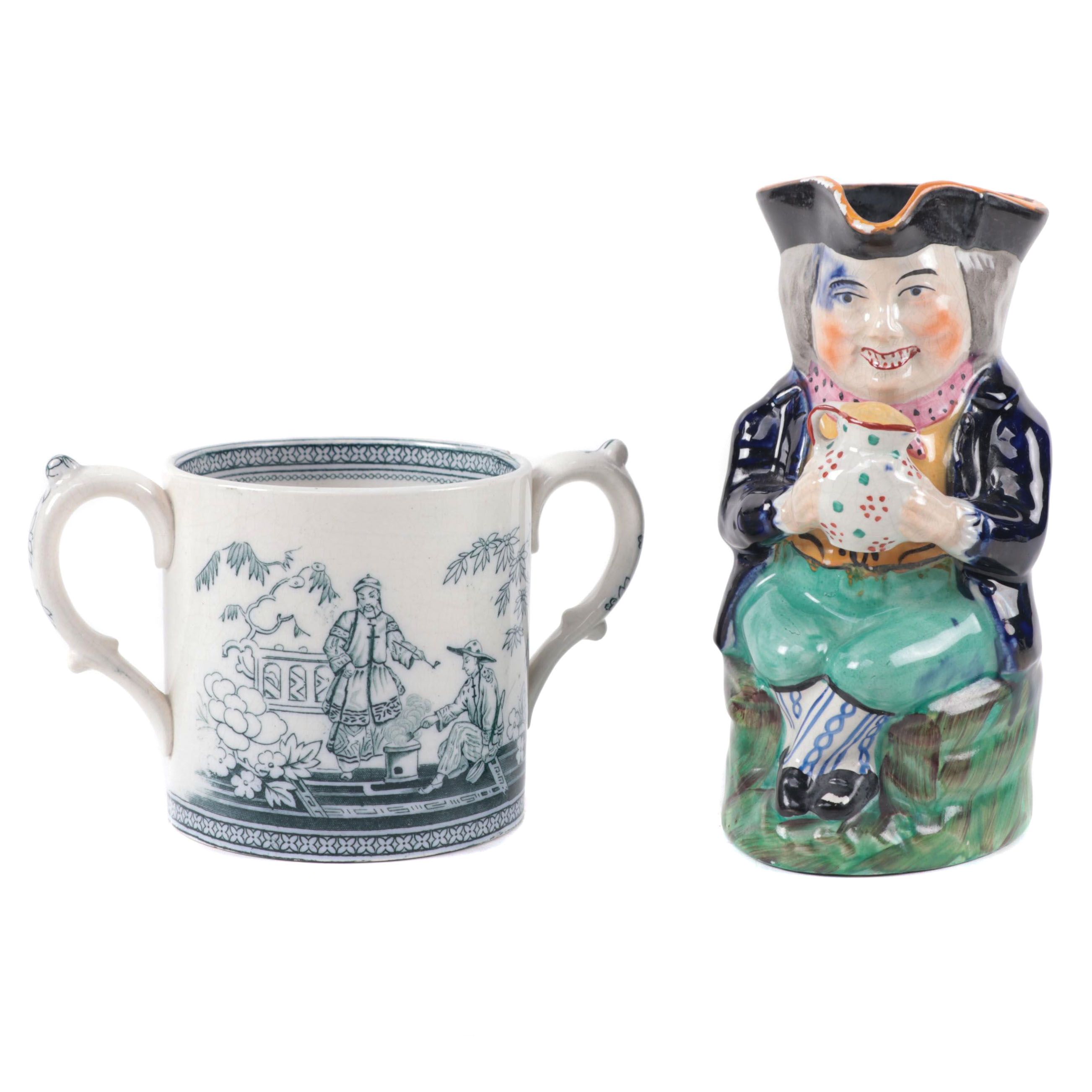 Blackhurst & Hulme "Pekin" Sugar Bowl and Pearlware Style Toby Jug | EBTH
