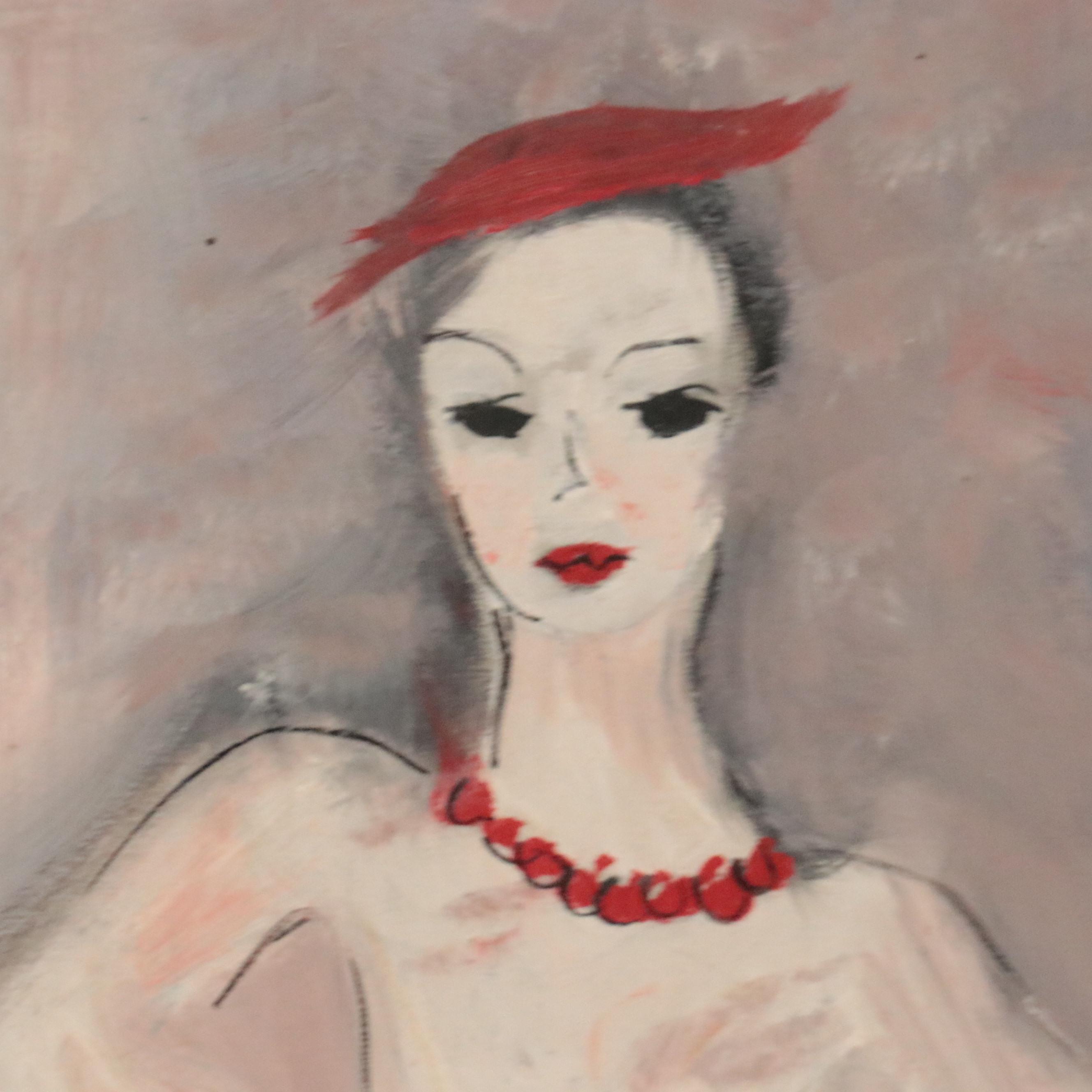 Laura Allgood Oil Painting of Stylized Figure, Late 20th Century | EBTH