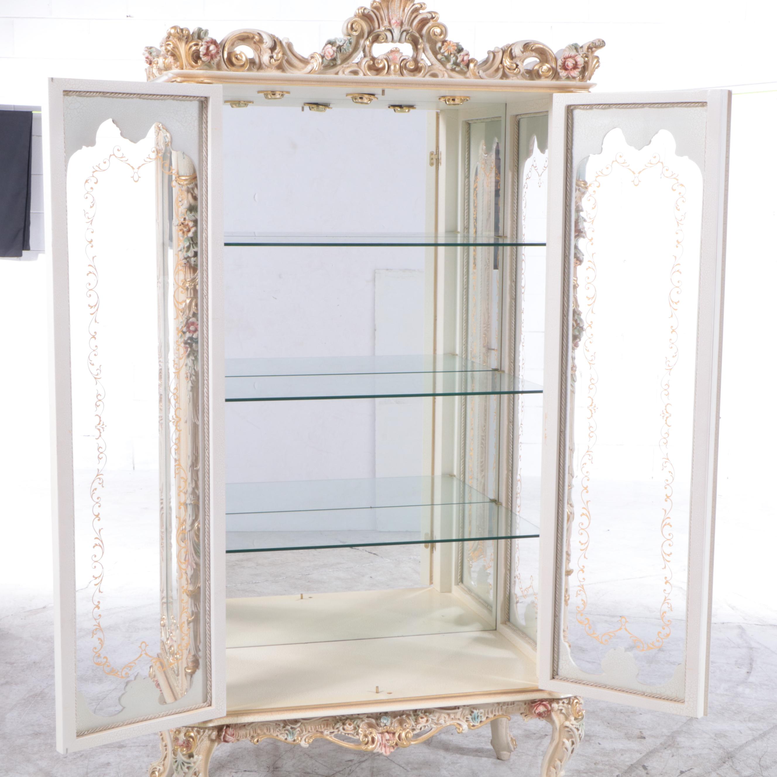 Meroni Francesco e Figli Rococo Style Paint-Decorated Curio Cabinet | EBTH