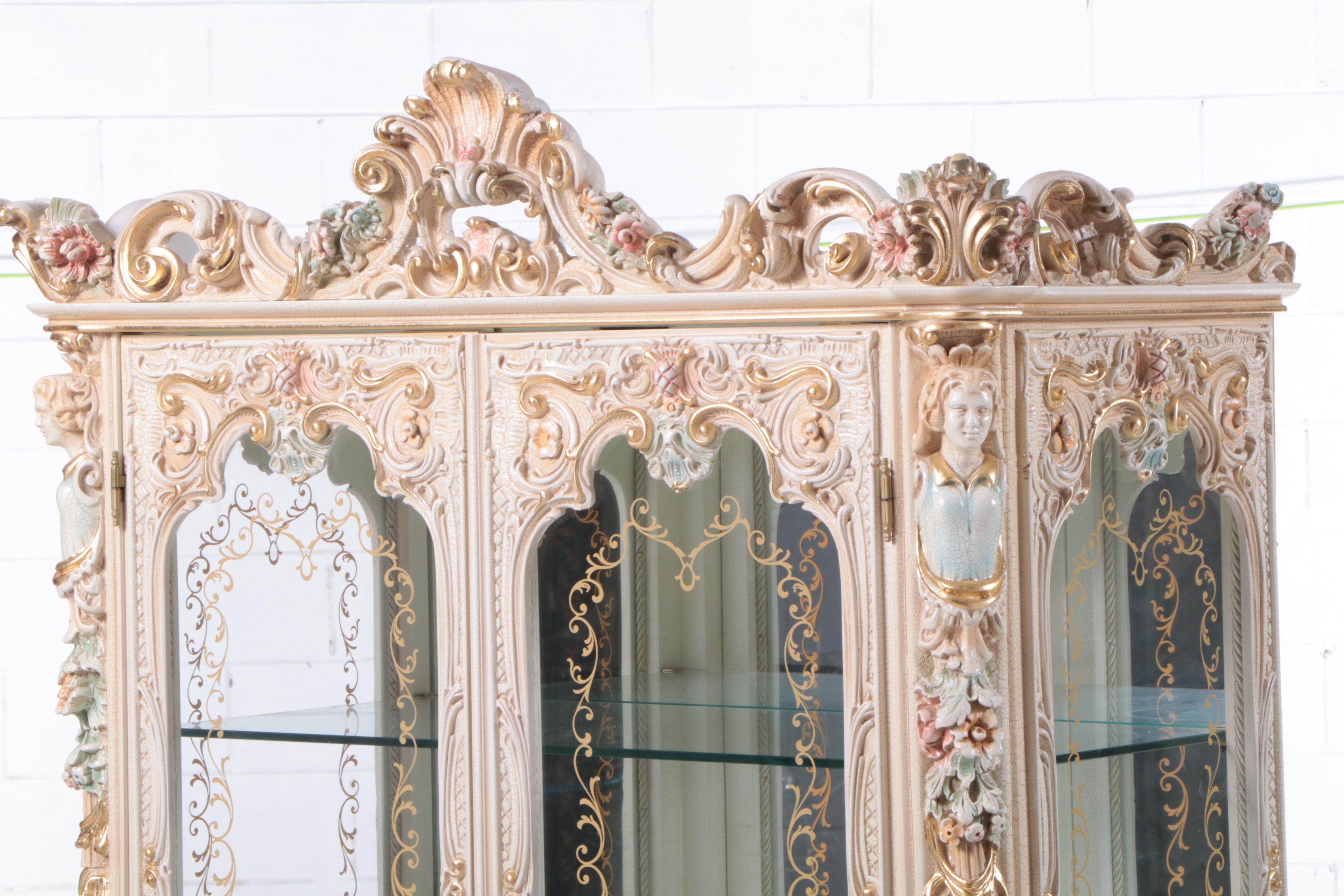 Meroni Francesco e Figli Rococo Style Paint-Decorated Curio Cabinet | EBTH