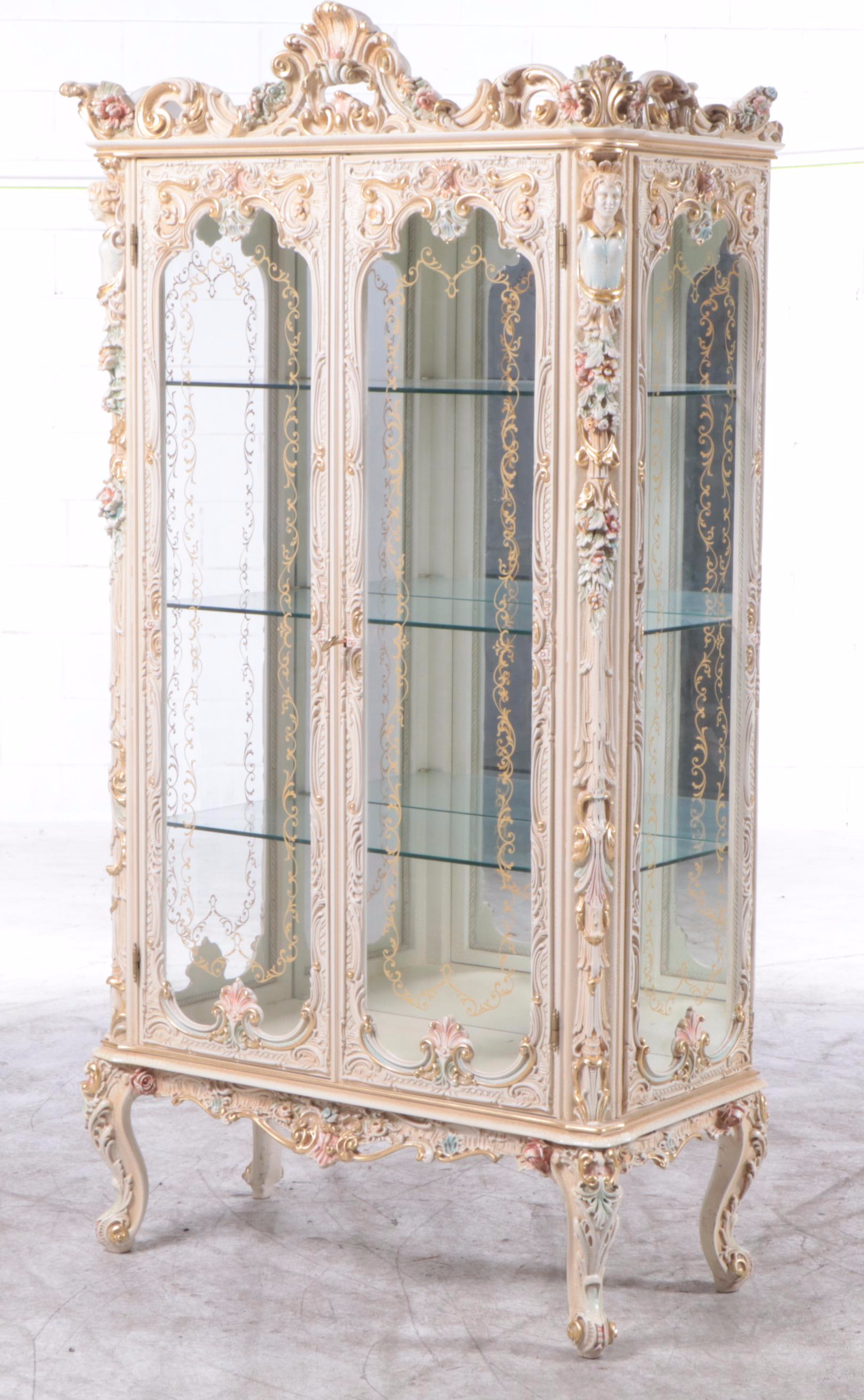 Meroni Francesco e Figli Rococo Style Paint-Decorated Curio Cabinet | EBTH