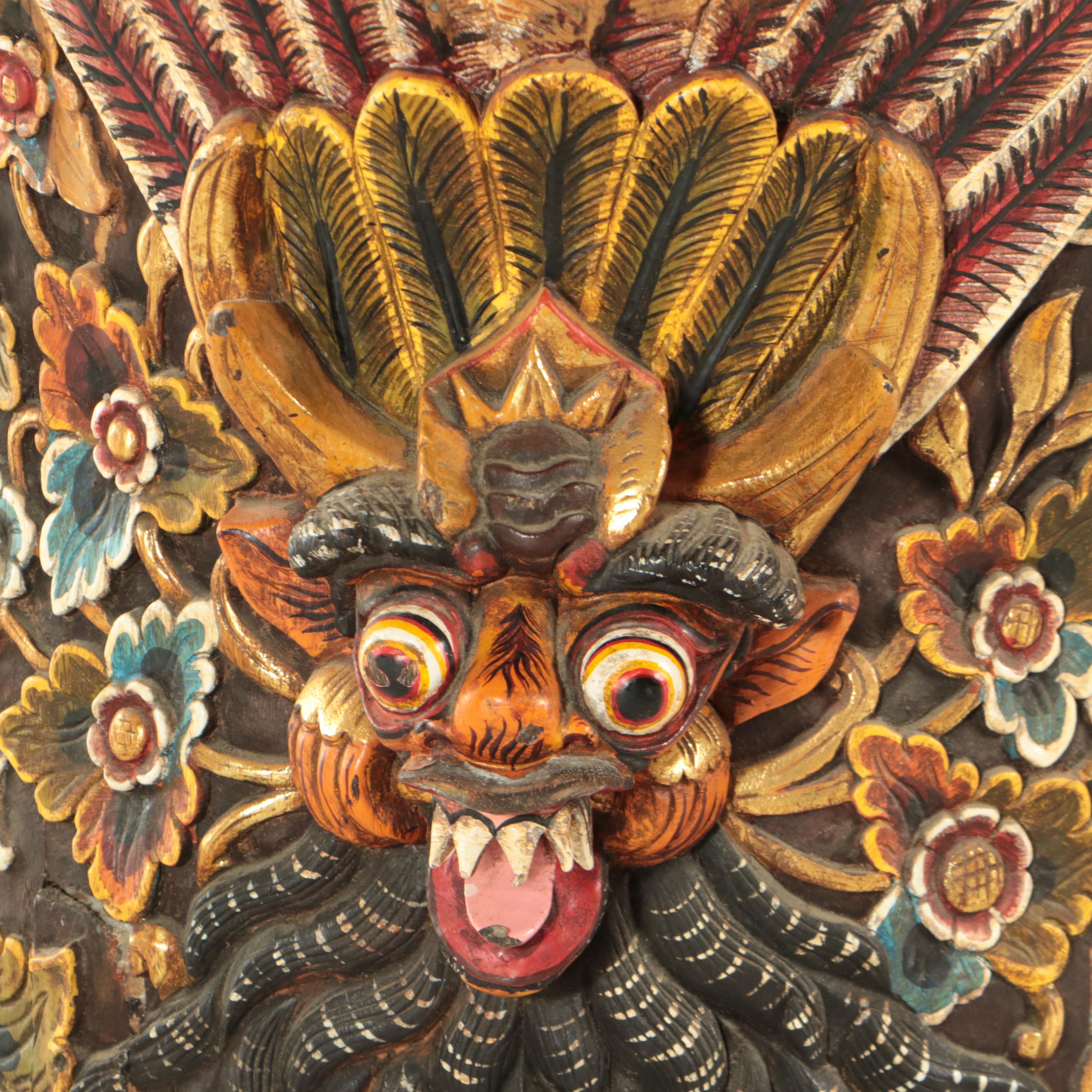 Indonesian Hand-Painted Caved Wooden Garuda Throne Chair | EBTH