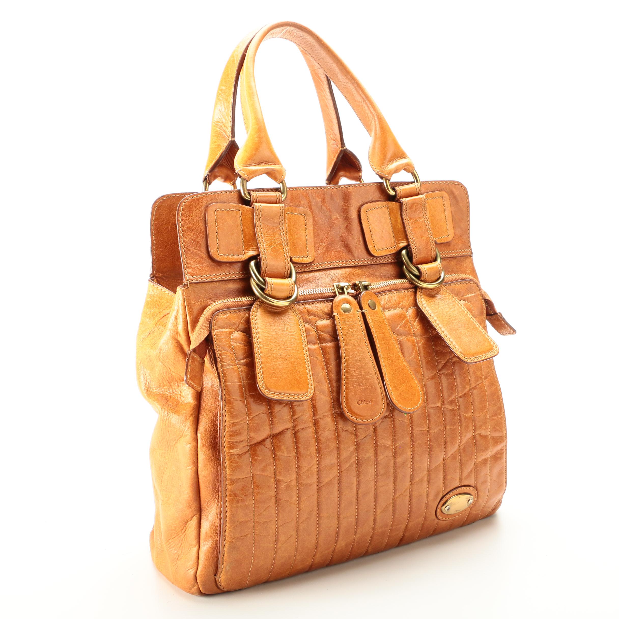 Chloé Bay Large Satchel Bag in Quilted Tan Leather | EBTH