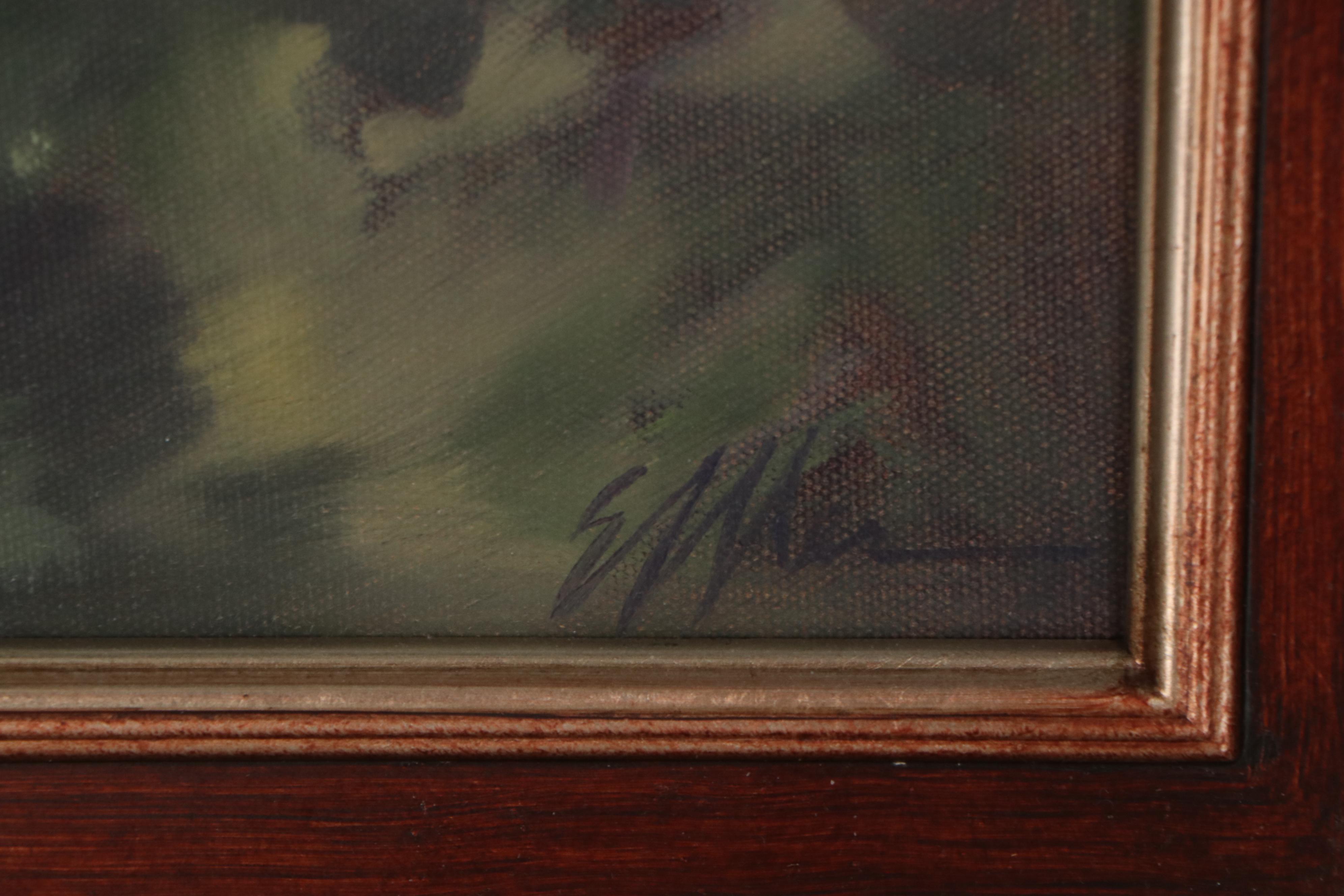 Jim Effler Oil Painting of Architecture in Landscape, Late 20th Century ...