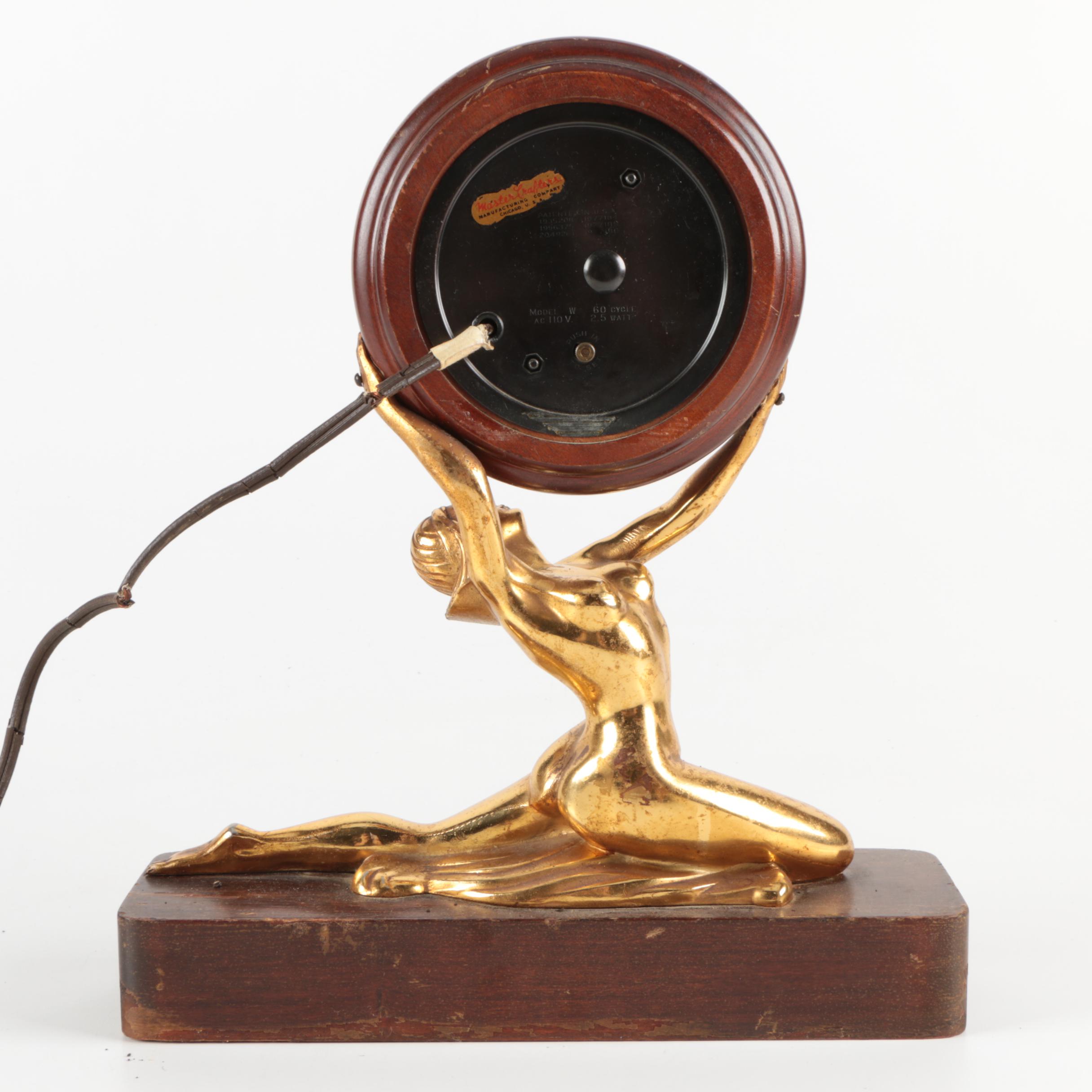 Sessions Mastercrafters Art Deco Figural Mantel Clock, Early to Mid ...