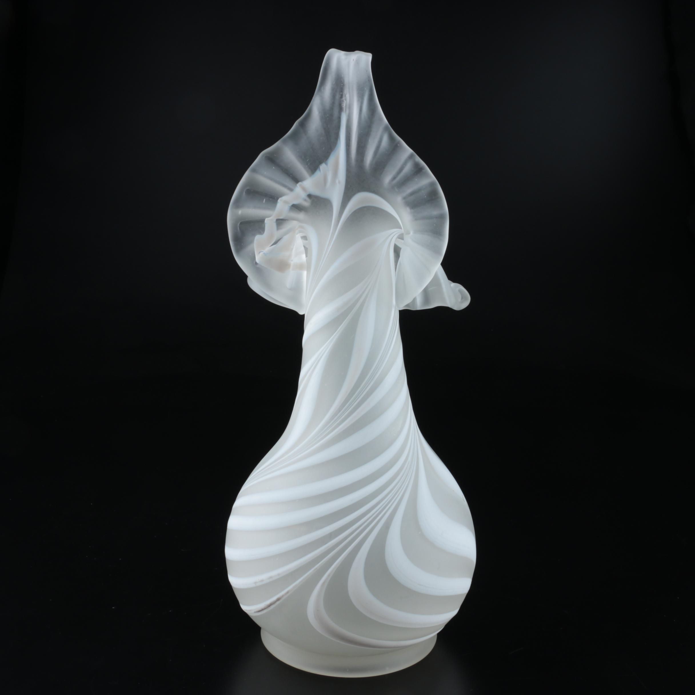 Essie Zareh for Baijan Handblown Frosted White Art Glass Vase | EBTH
