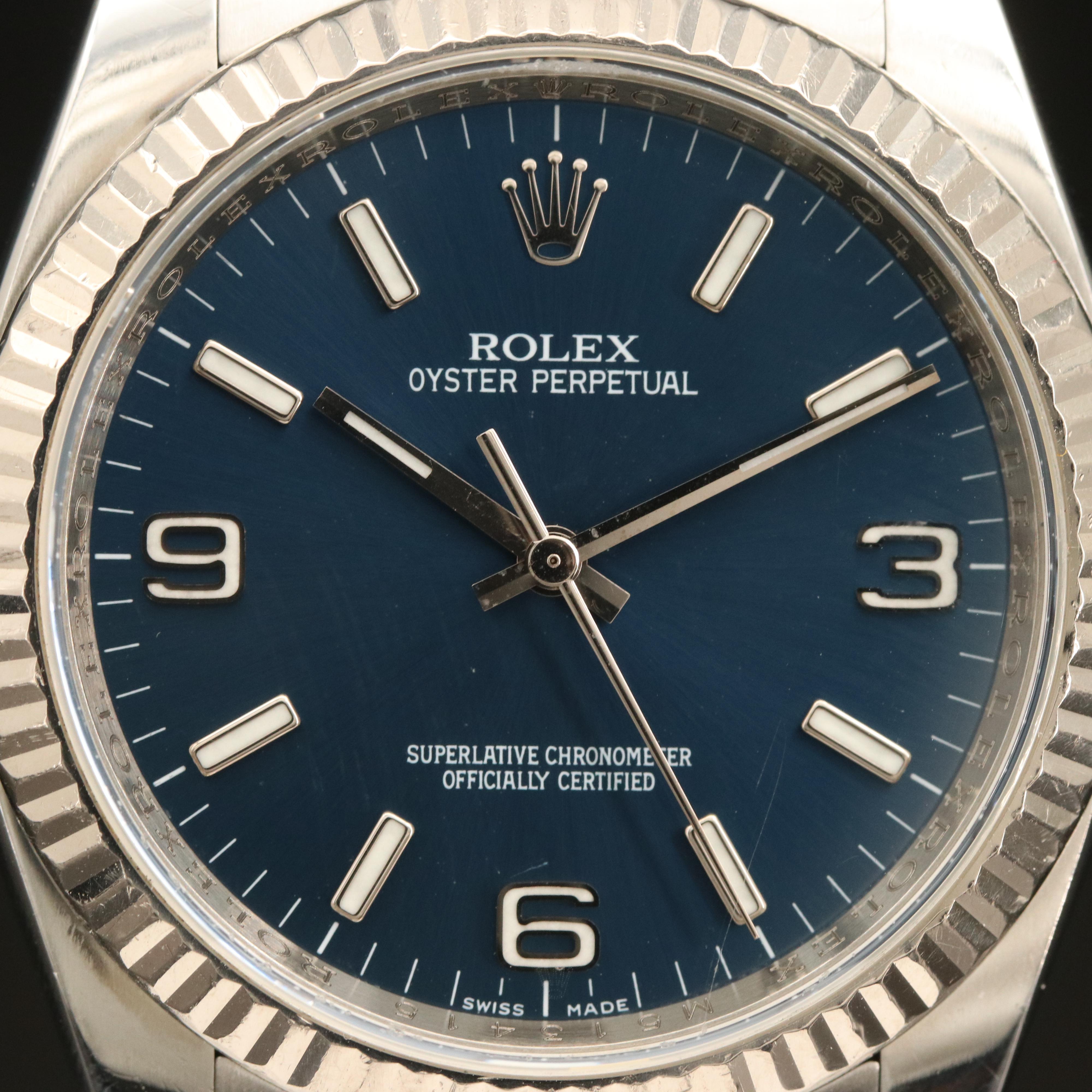 Rolex Oyster Perpetual 116034 18K White Gold and Stainless Steel ...