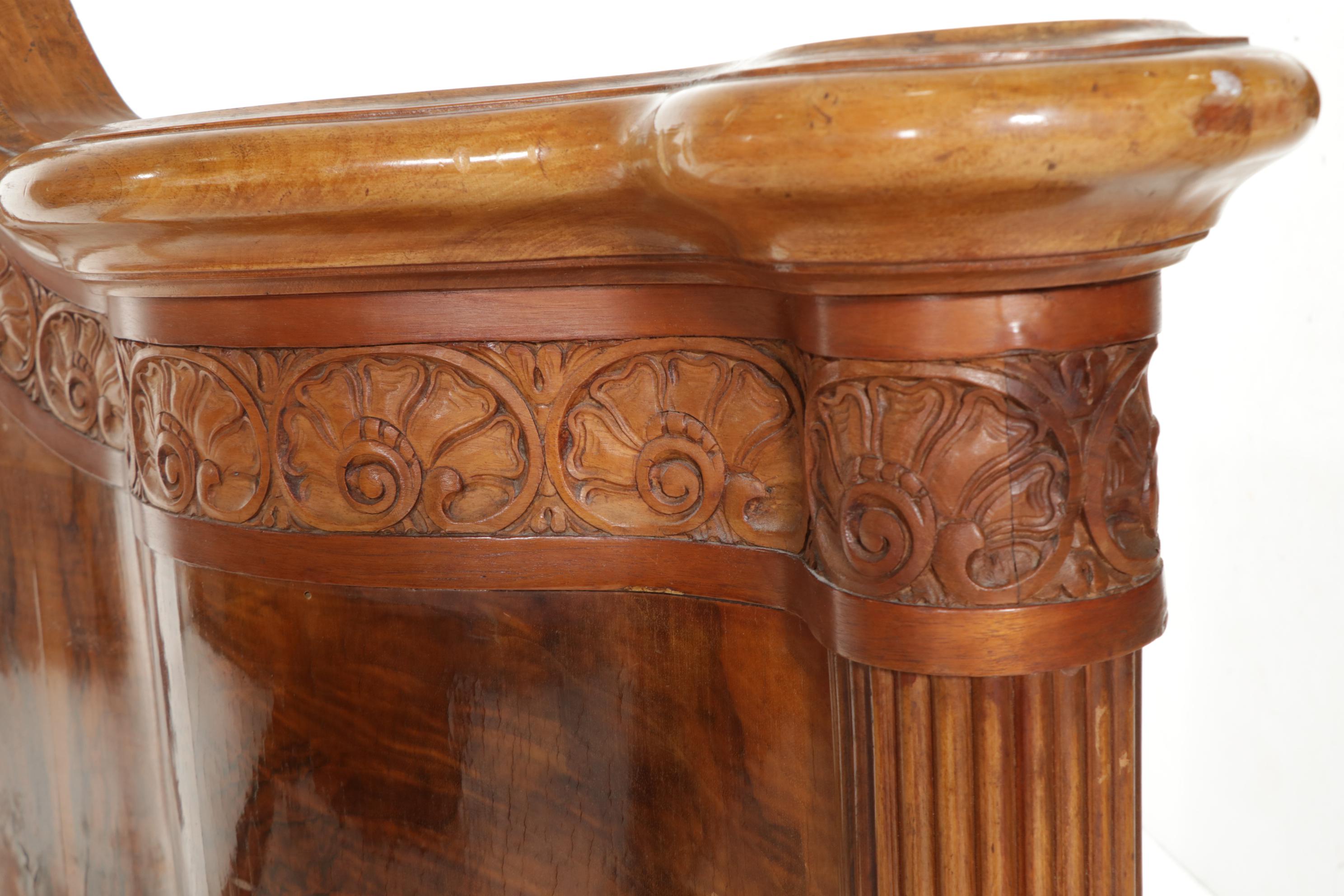 Louis XV Style Carved and Figured Walnut-Veneered Custom Size Bed Frame ...
