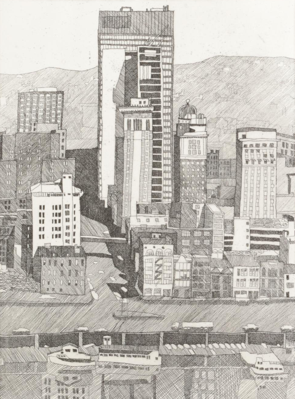 Thomas Norulak Cityscape Etching "Downtown Pittsburgh," 2005 | EBTH