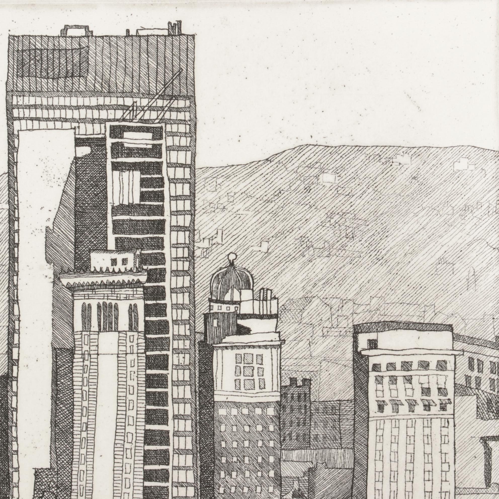 Thomas Norulak Cityscape Etching "Downtown Pittsburgh," 2005 | EBTH