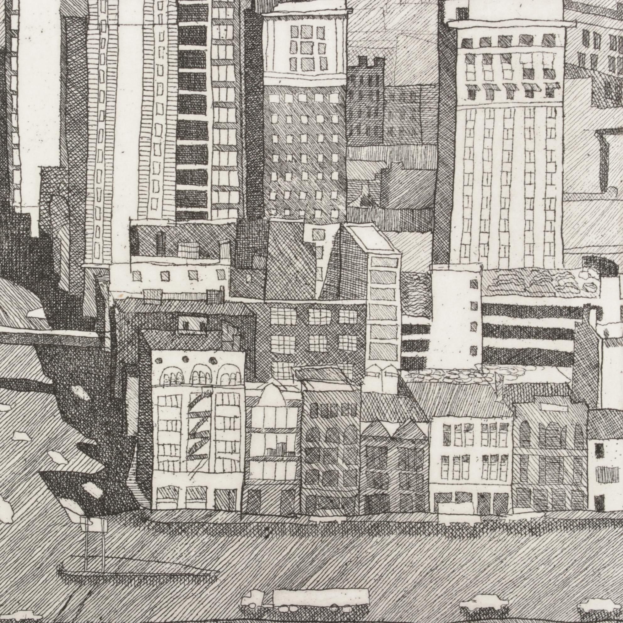 Thomas Norulak Cityscape Etching "Downtown Pittsburgh," 2005 | EBTH