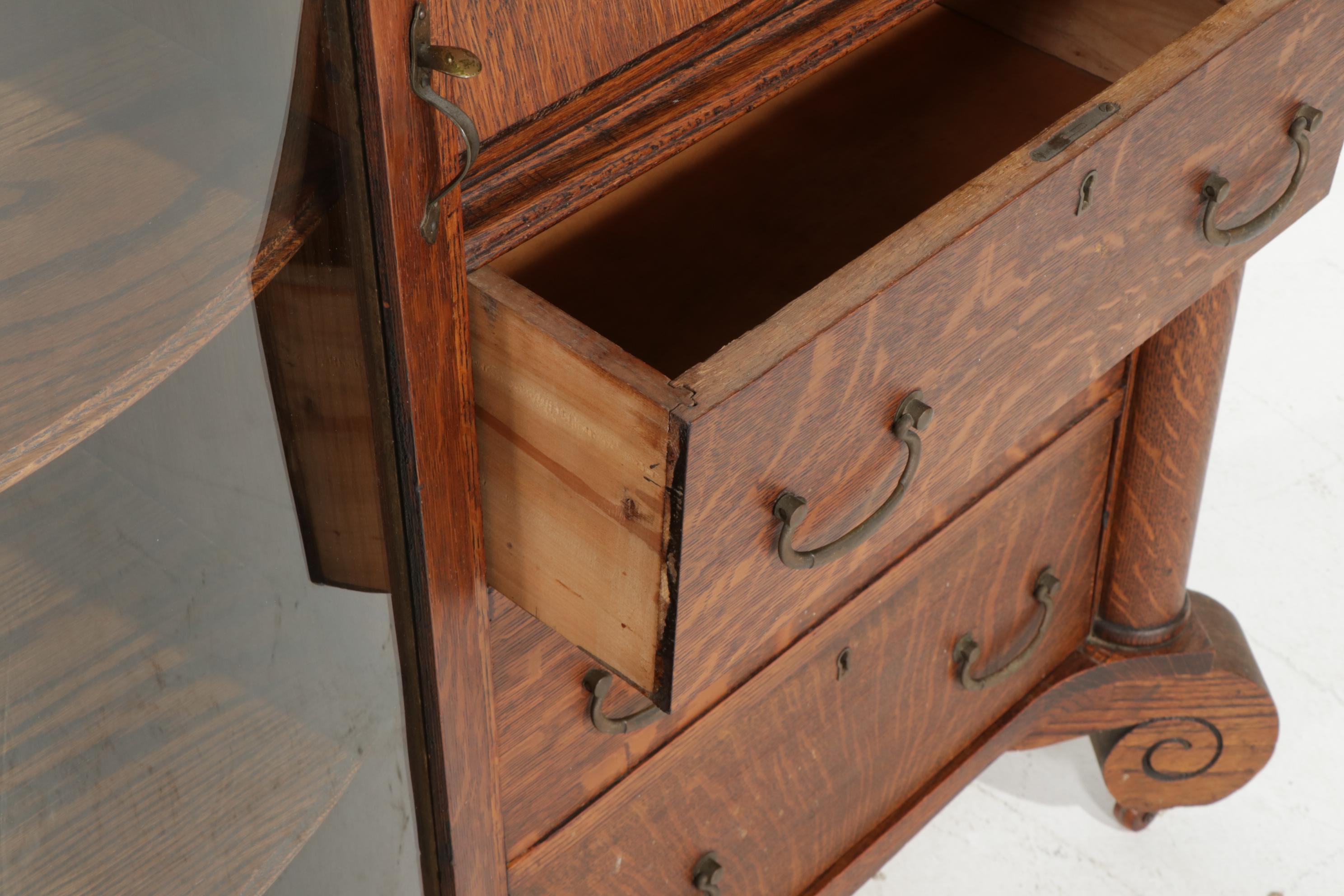 Larkin Co. Empire Revival Quartersawn Oak Side-by-Side Secretary ...