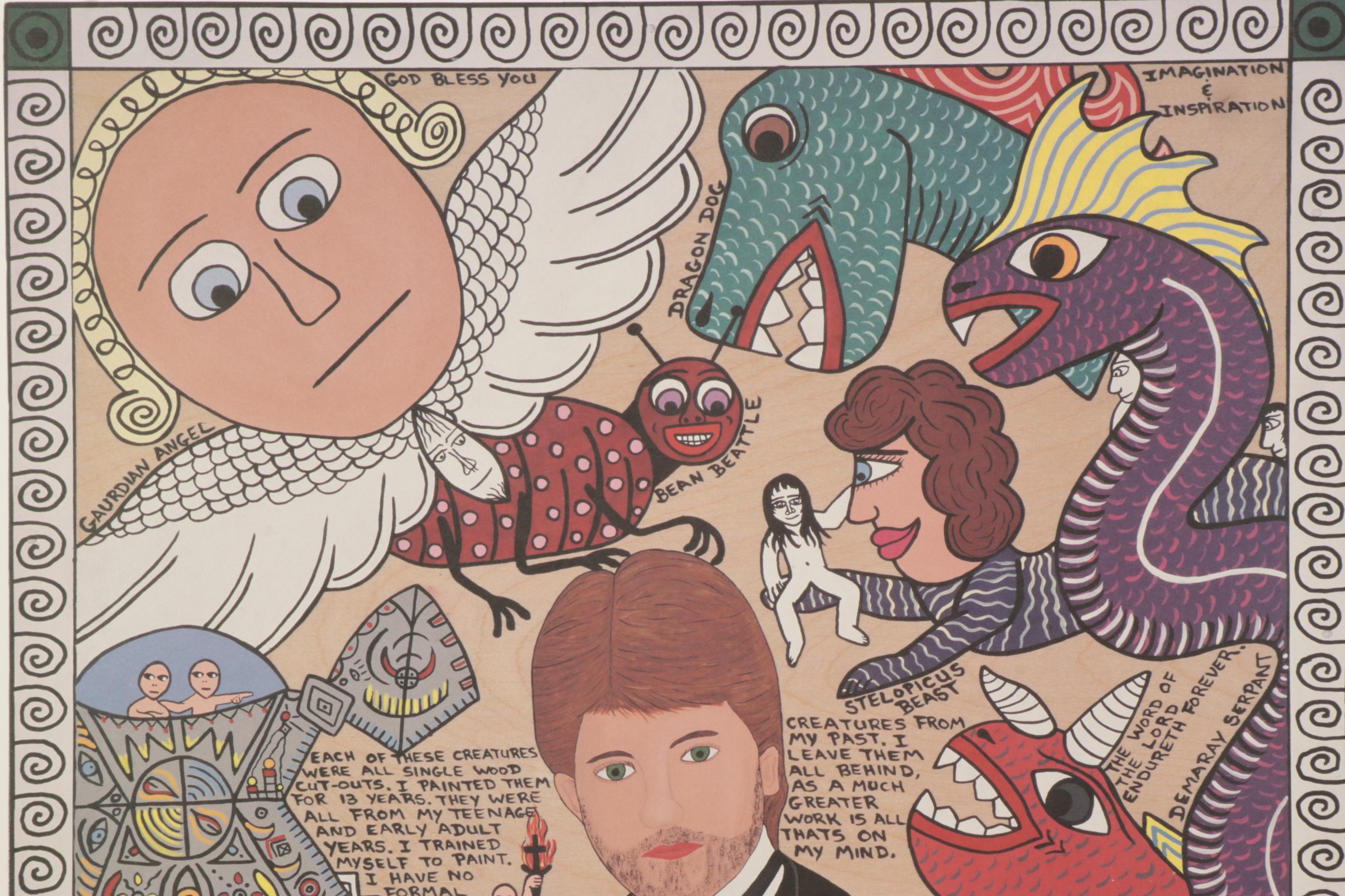 Michael Finster Folk Art Offset Lithograph "The Collection," Circa 1995 ...