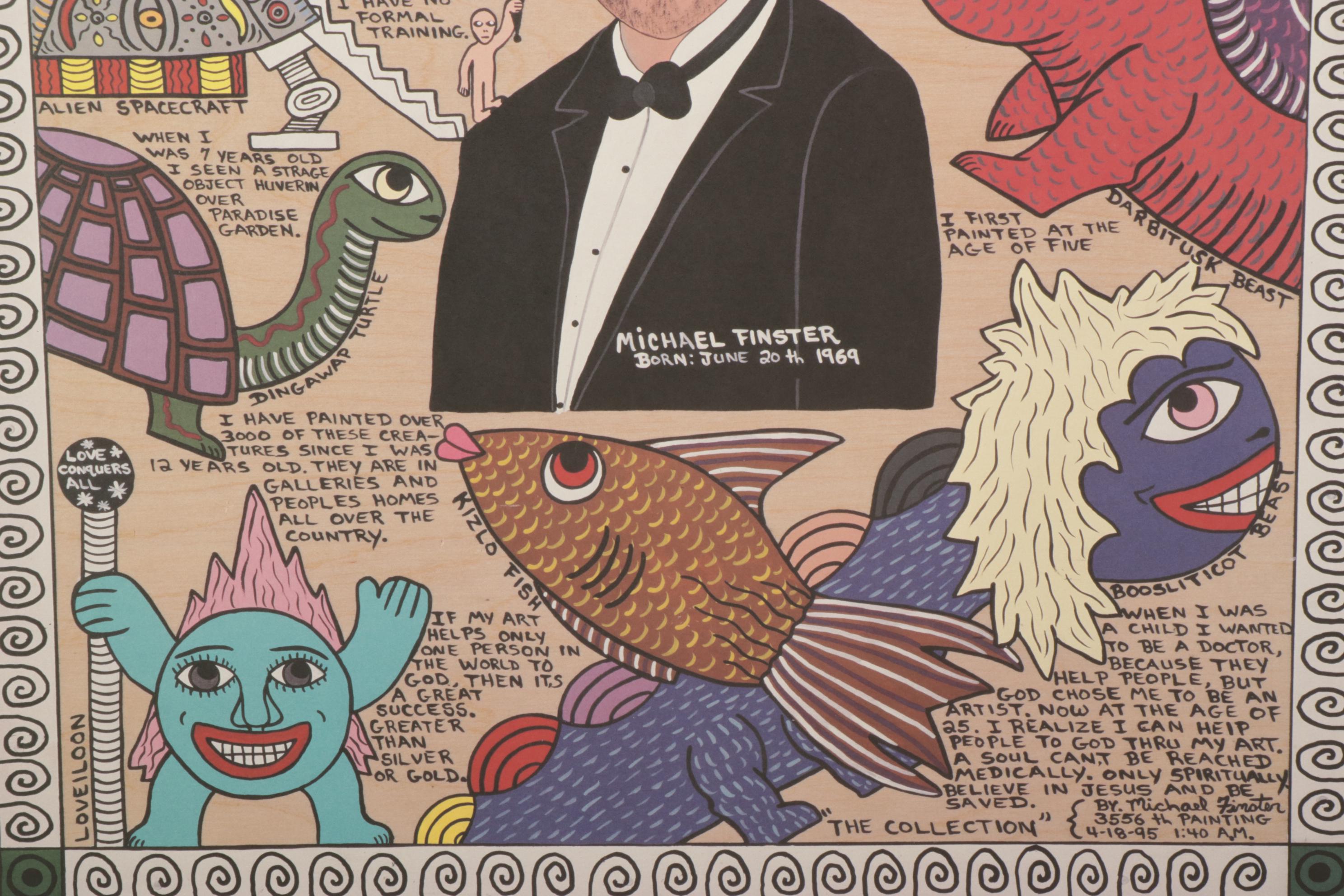 Michael Finster Folk Art Offset Lithograph "The Collection," Circa 1995 ...