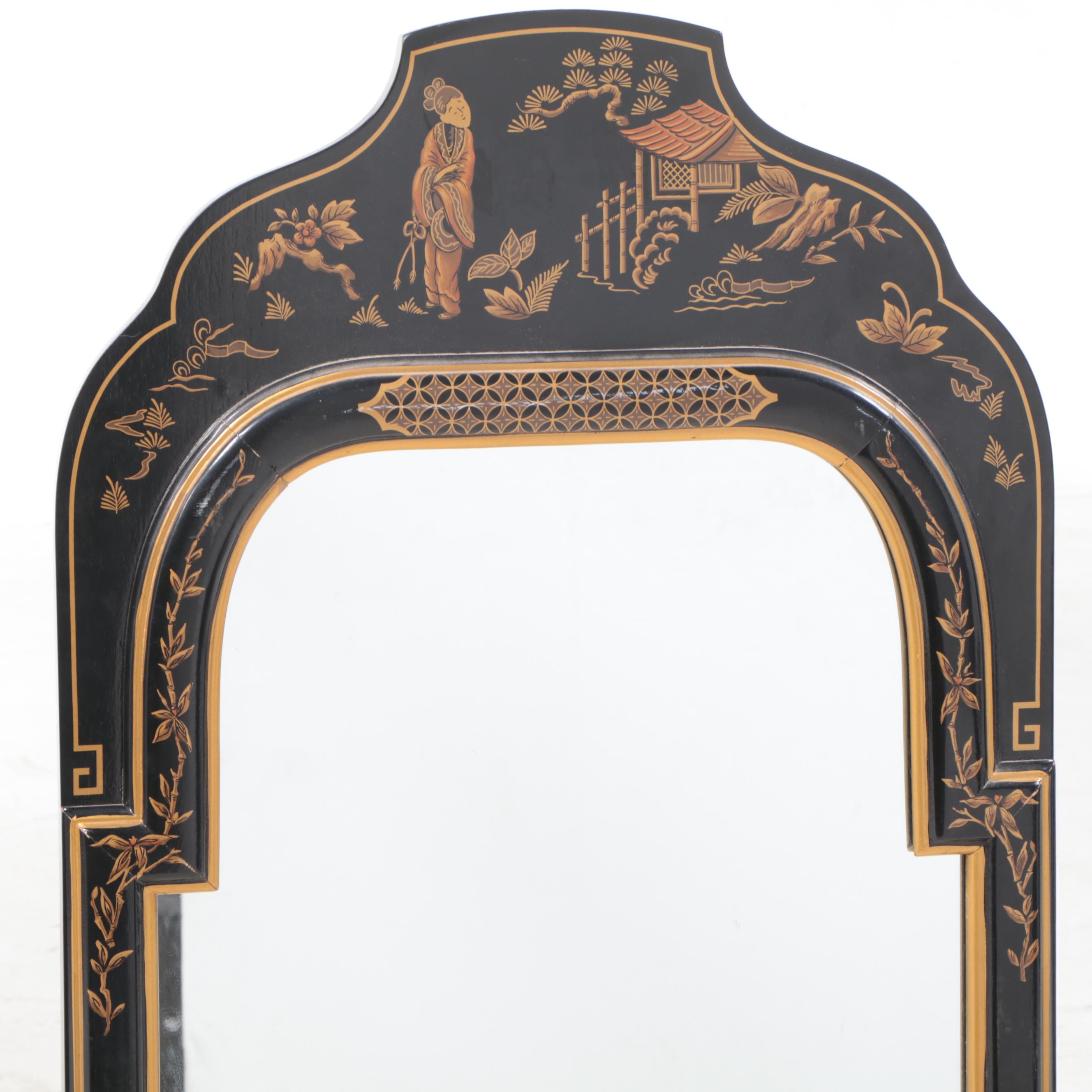 Queen Anne Style Ebonized, Parcel-Gilt, and Chinoiserie-Decorated ...