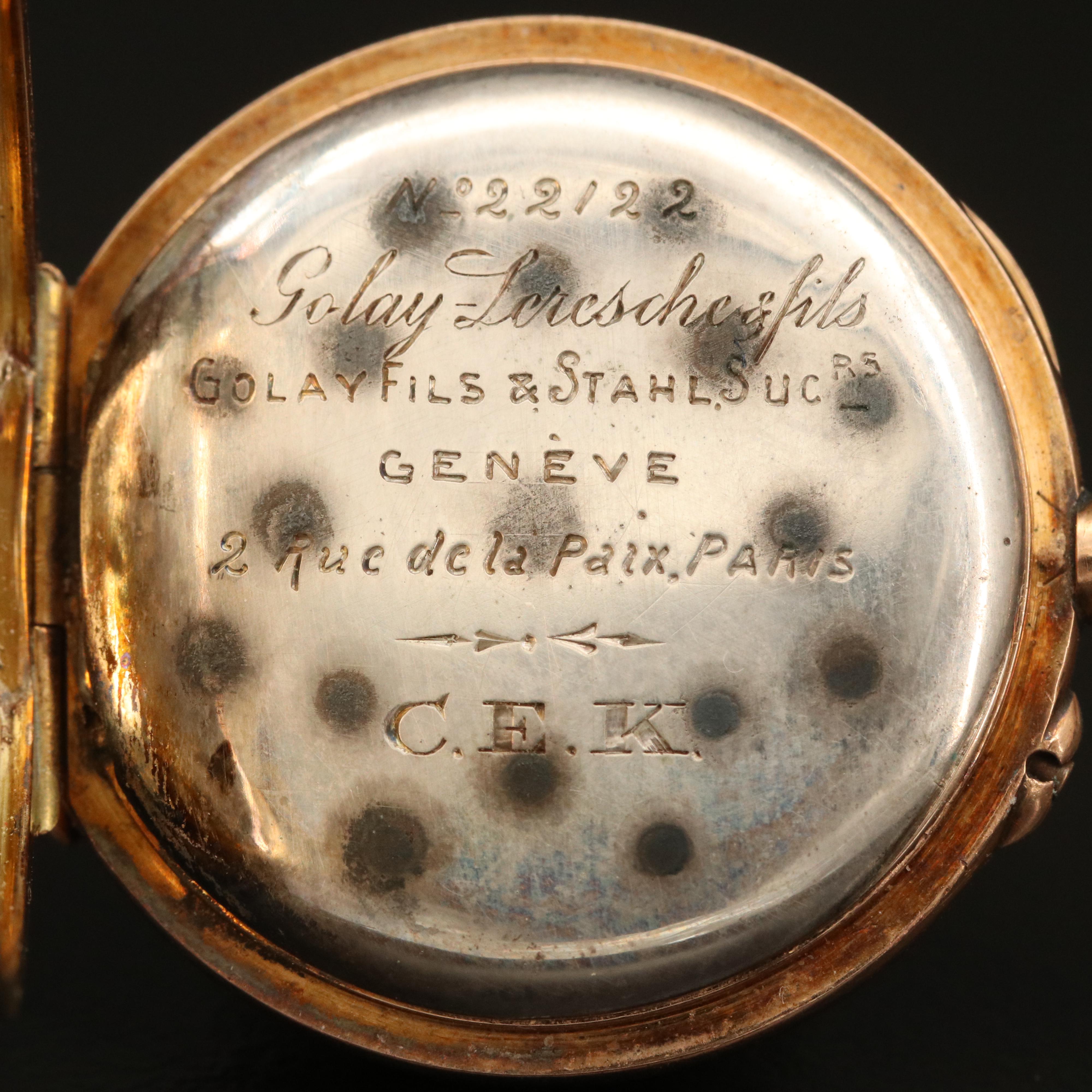 Antique Golay - Leresche & Fils 18K Gold, Enamel and Diamond Pocket ...