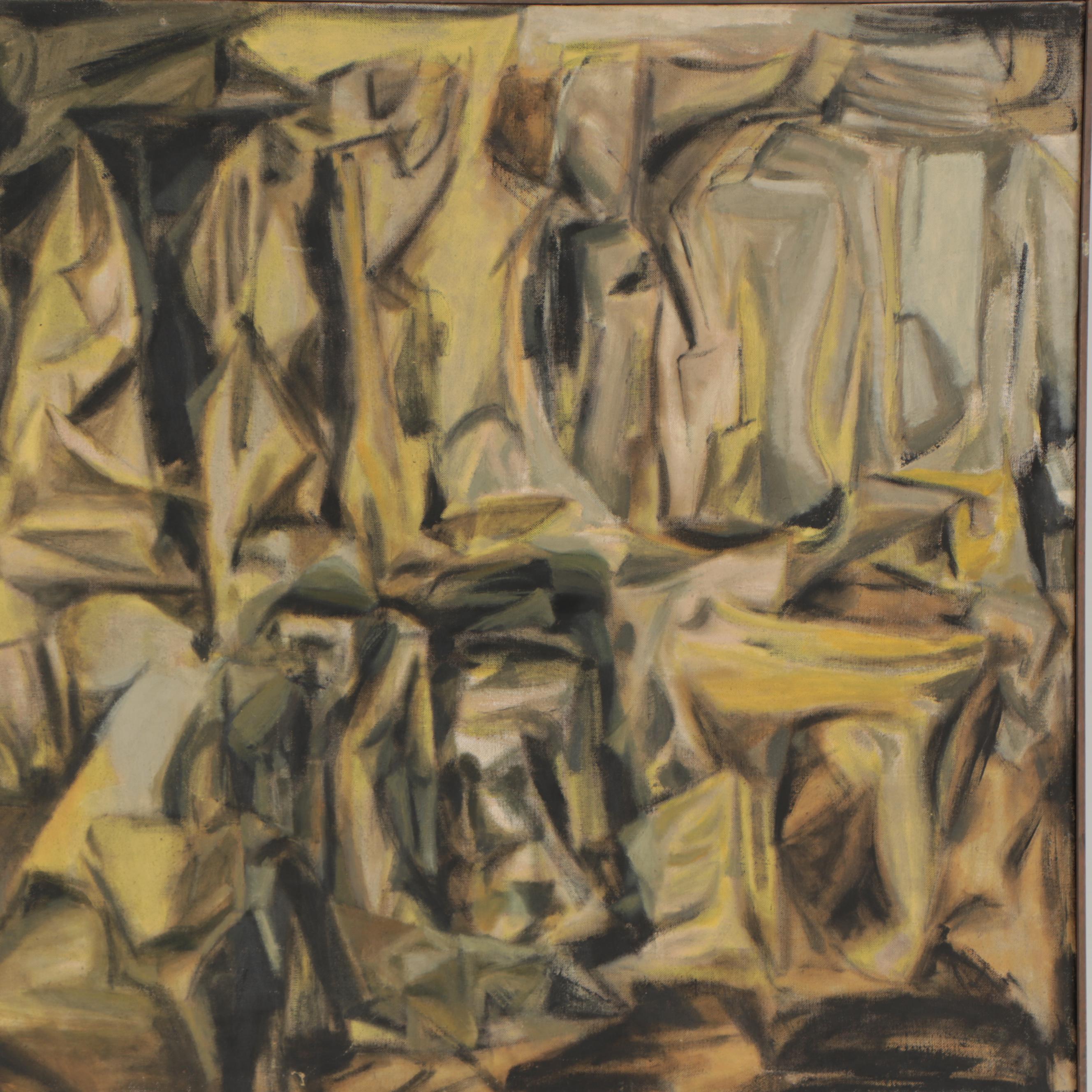 Don Stacy Large-Scale Abstract Oil Painting "Archaic Forms," Late 20th ...