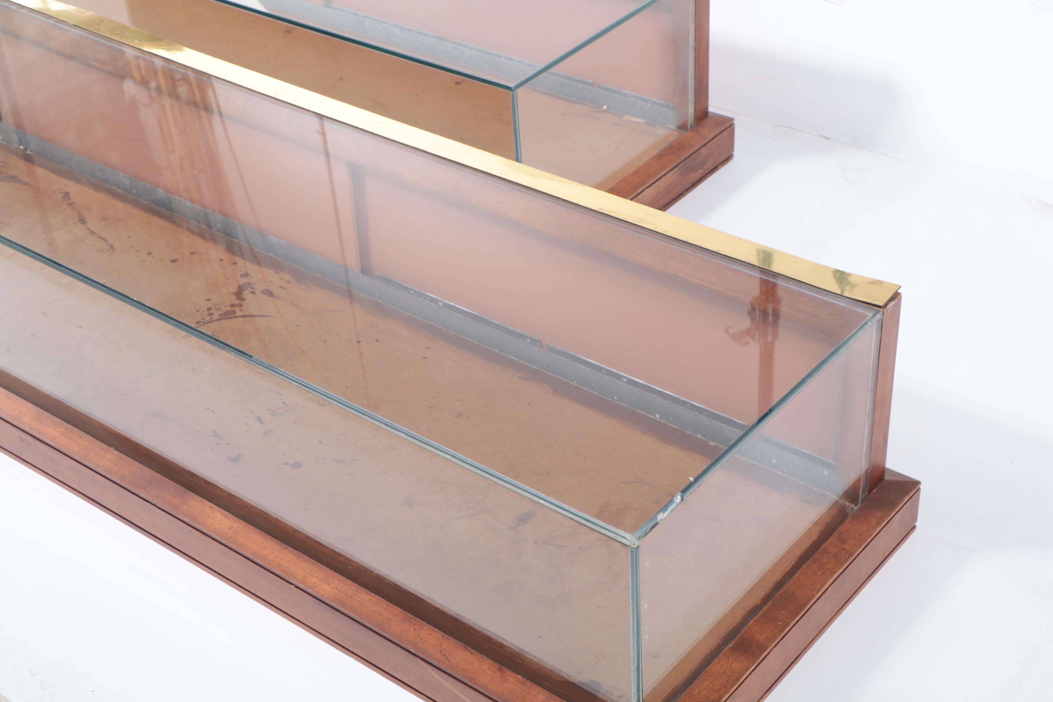 Pair of Brass-Mounted Hardwood Countertop Display Cases, 20th Century ...