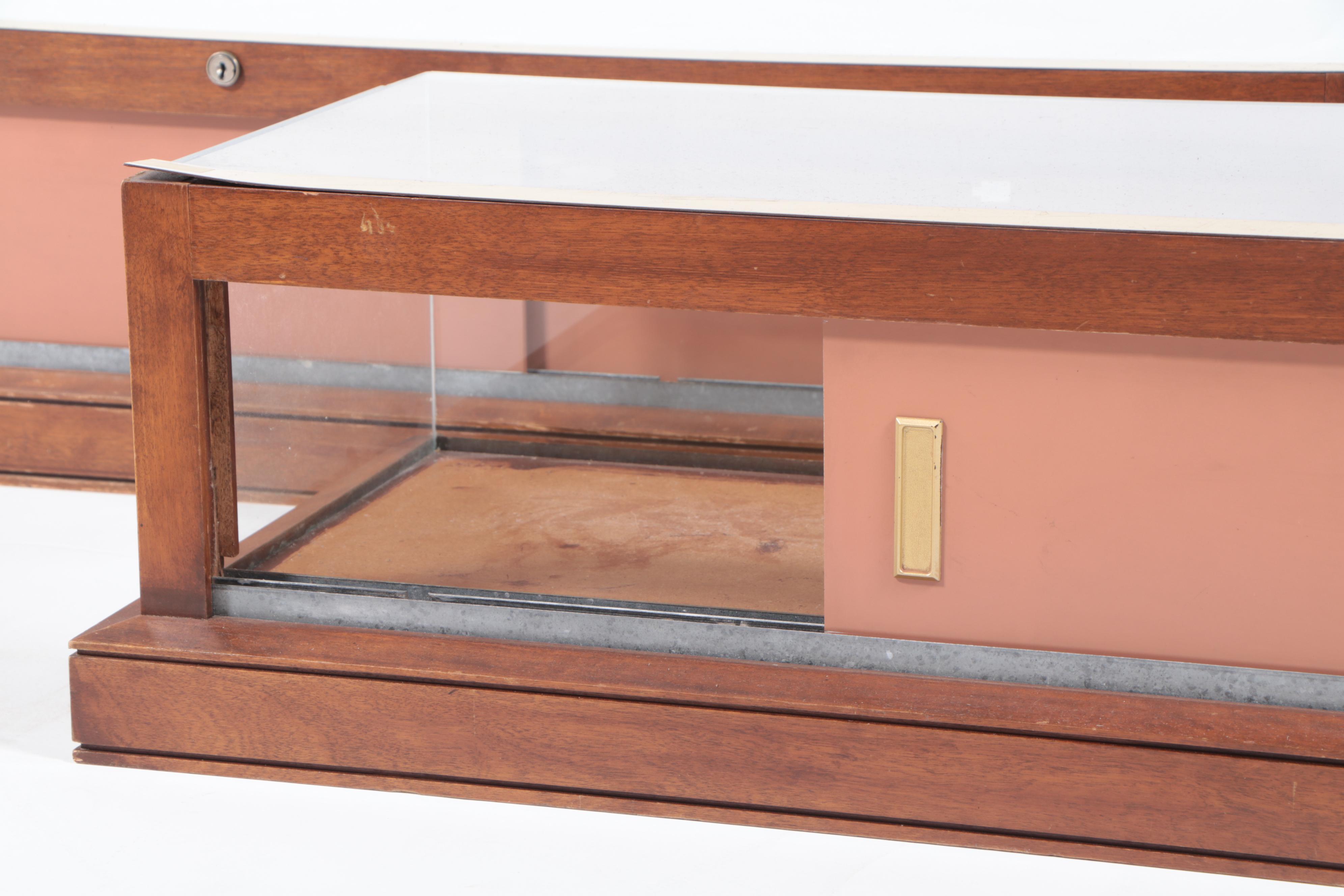 Pair of Brass-Mounted Hardwood Countertop Display Cases, 20th Century ...