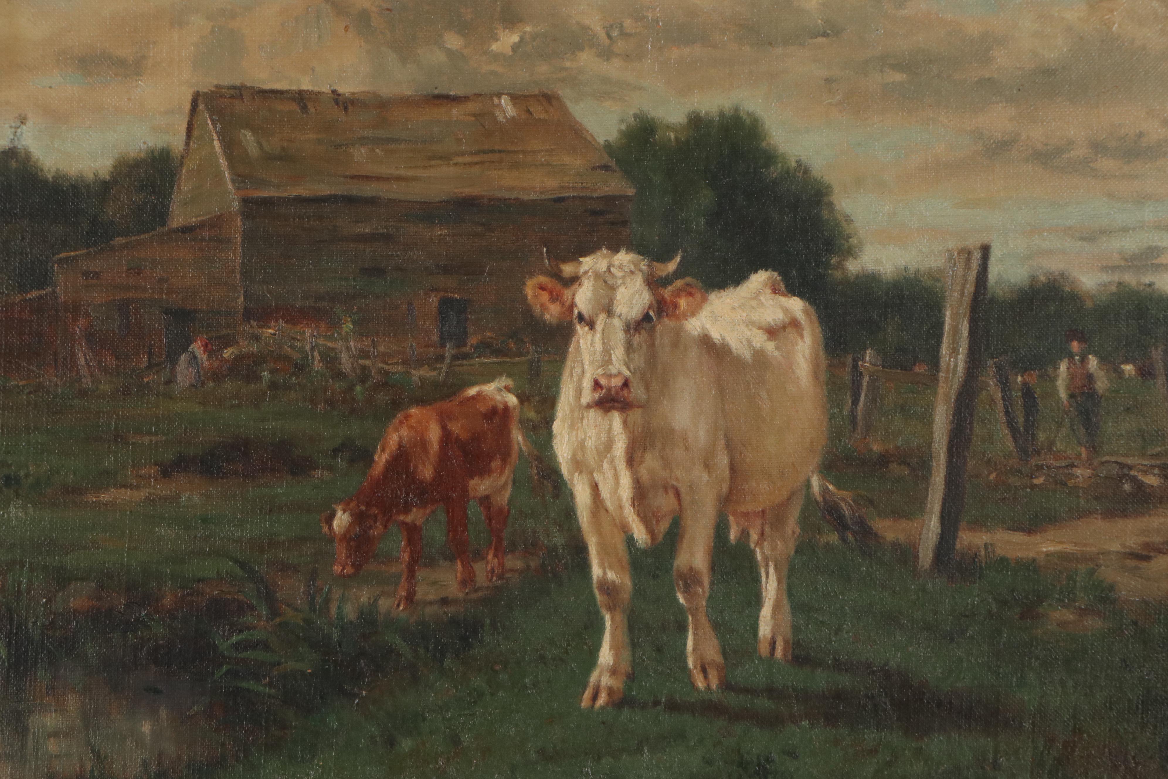 Edward George Sieber Oil Painting of Cow, Circa 1900 | EBTH