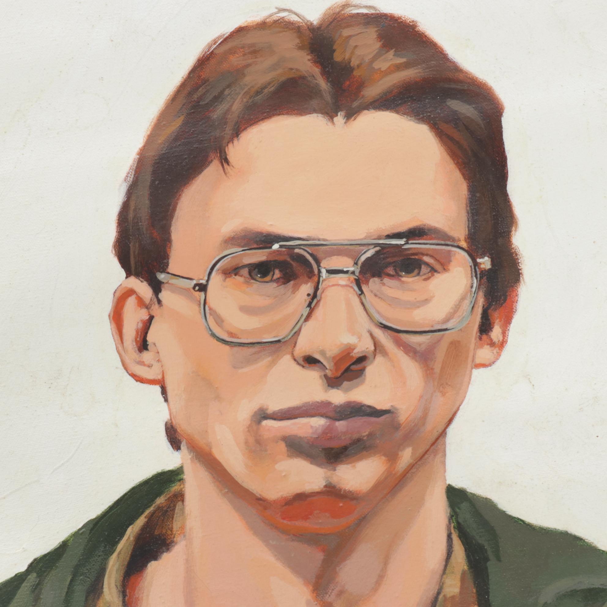 Joseph Daniel Fiedler Male Portrait Acrylic Painting, Circa 1983 | EBTH